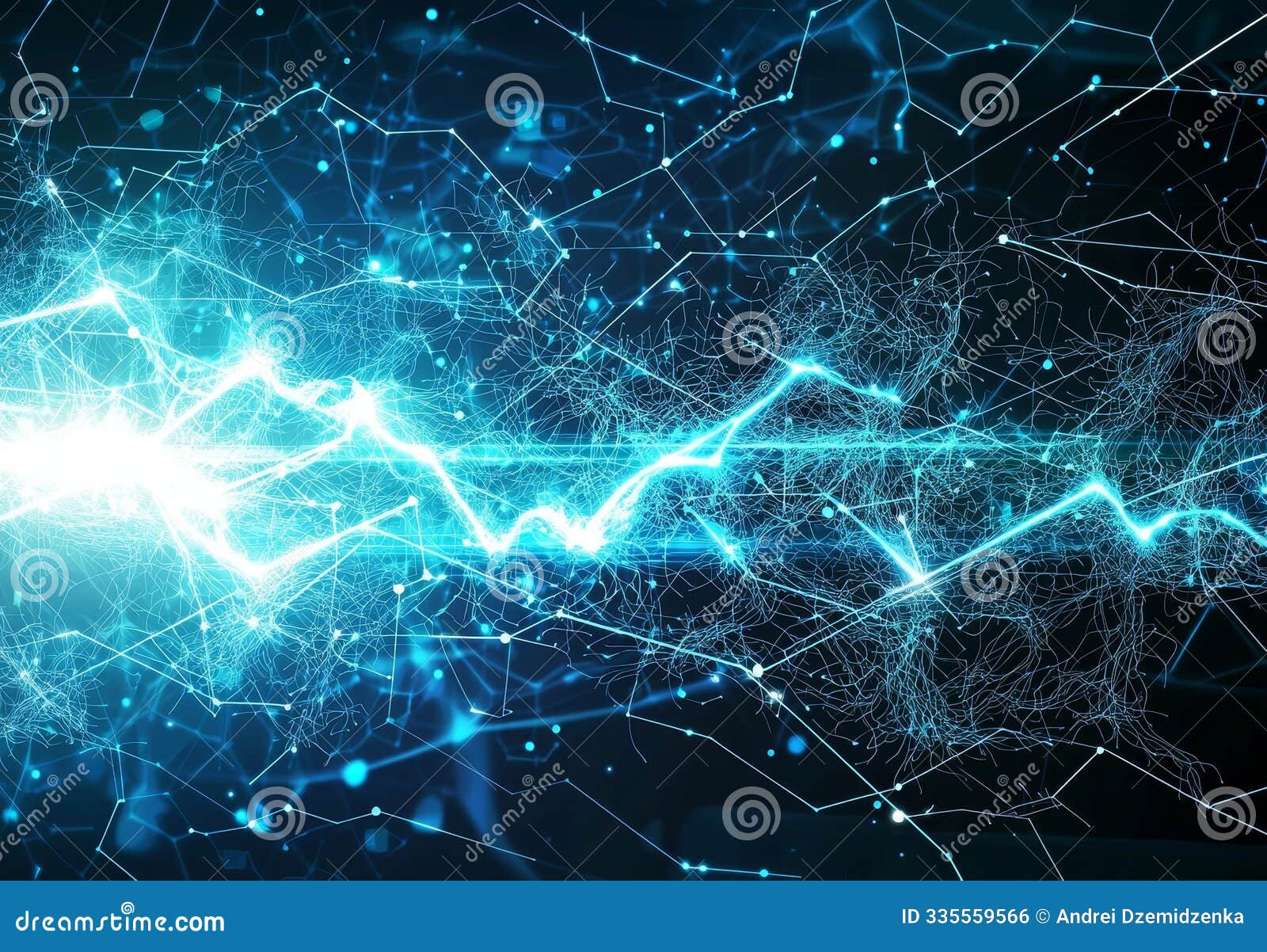 Realistic 3D Illustration of Thunderbolt Strike Border and Blue ...