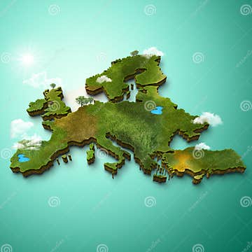 Realistic 3D Map of Europe stock illustration. Illustration of textures ...