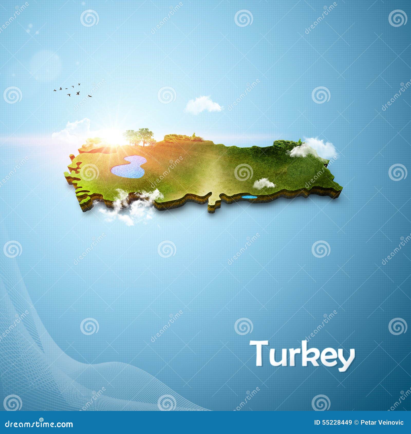 Realistic 3D Map of Turkey stock illustration. Illustration of terrain ...