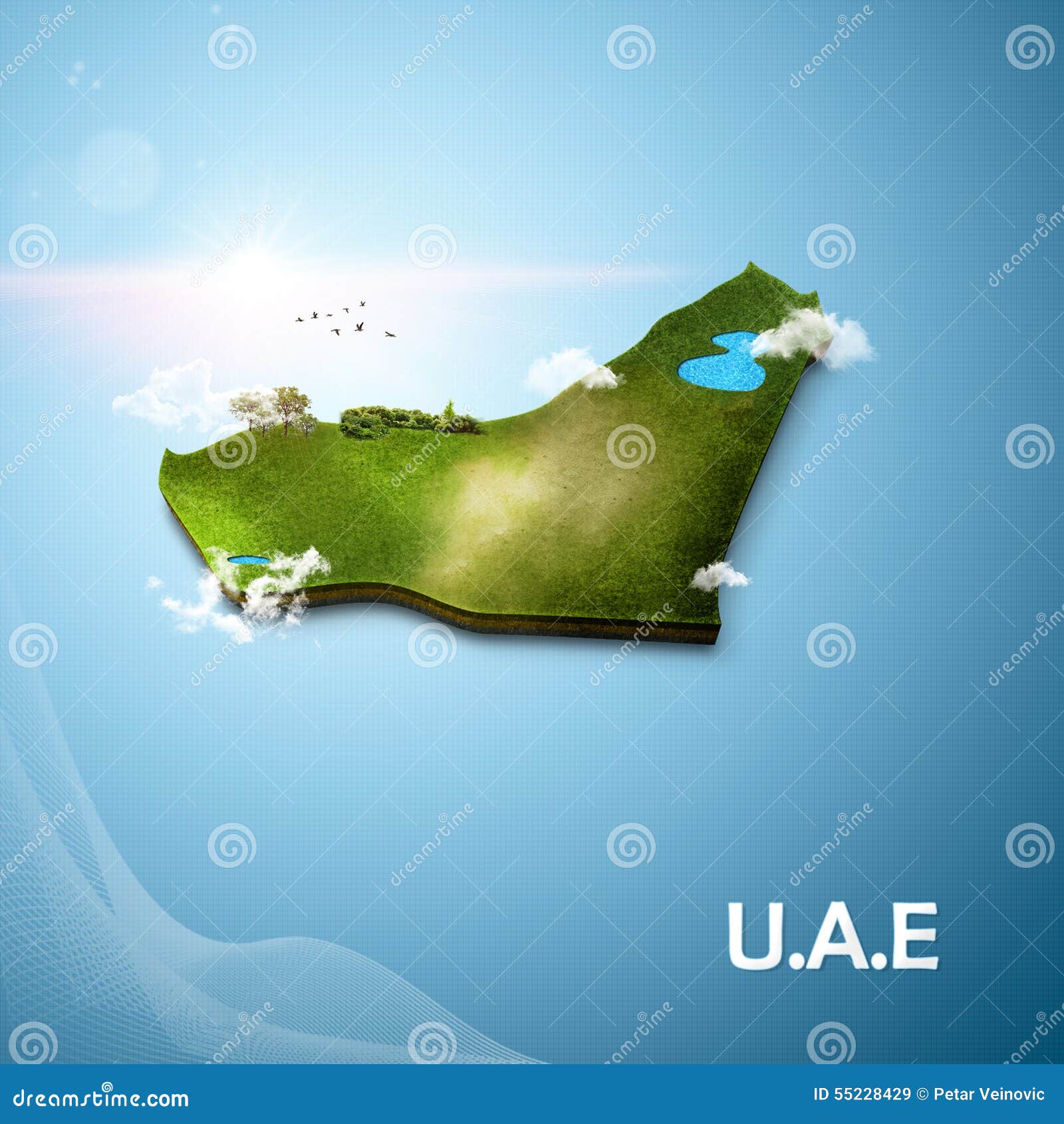 Realistic 3D Map of U.a.E stock illustration. Illustration of south ...