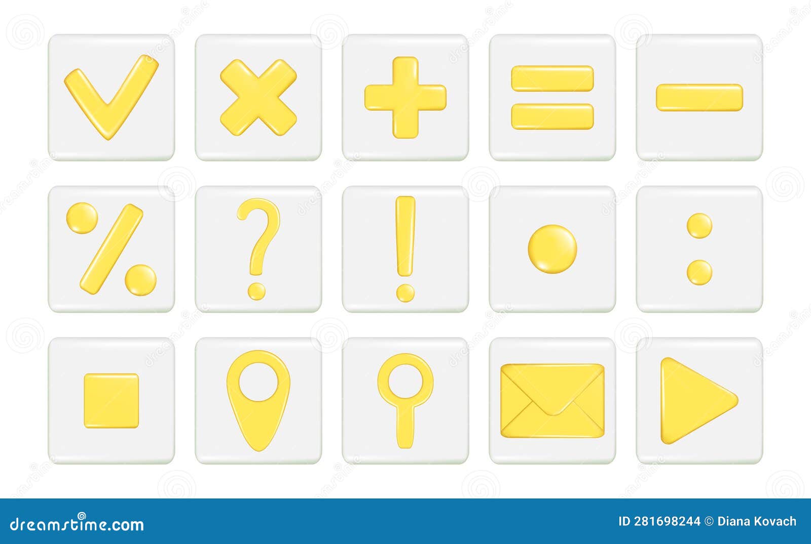 Realistic 3d Mathematical Symbol, Location, Mail Envelope, Search ...