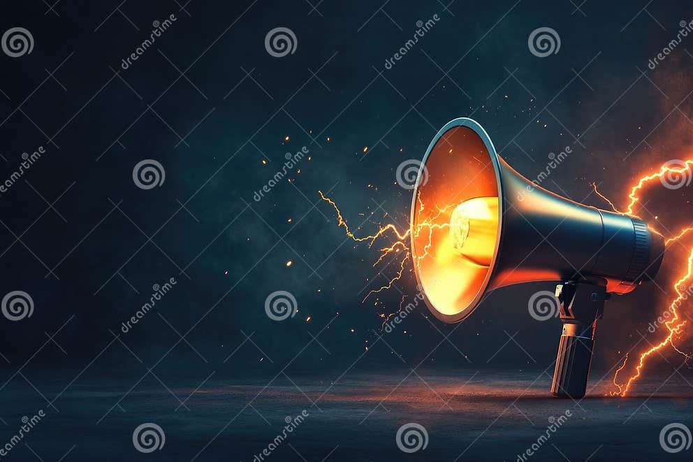 Realistic 3D Megaphone with Dynamic Lighting Effects Stock Illustration ...