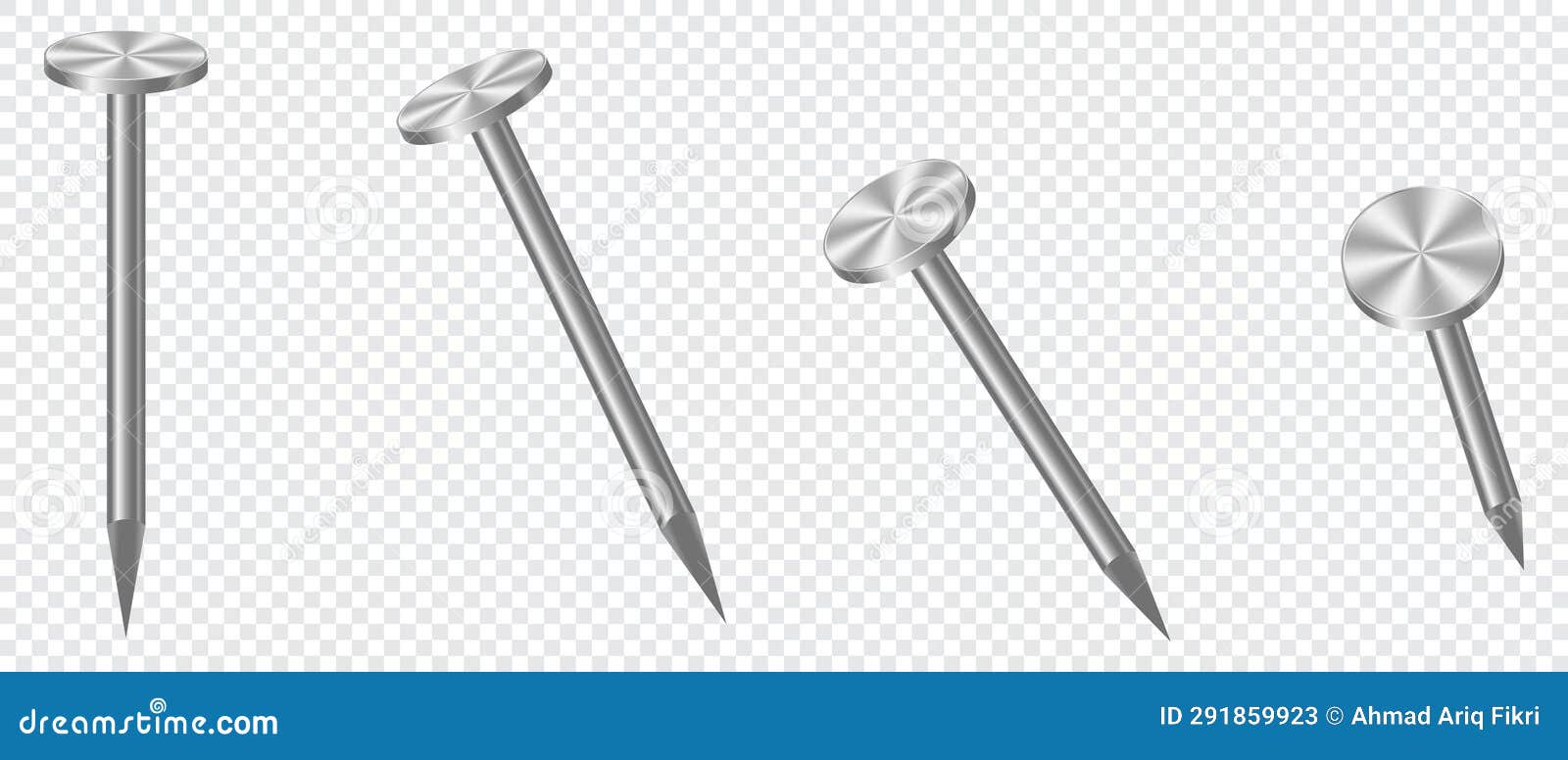 Realistic 3d Metal Nails. Nail Metal. Realistic Set of Metal Pins ...