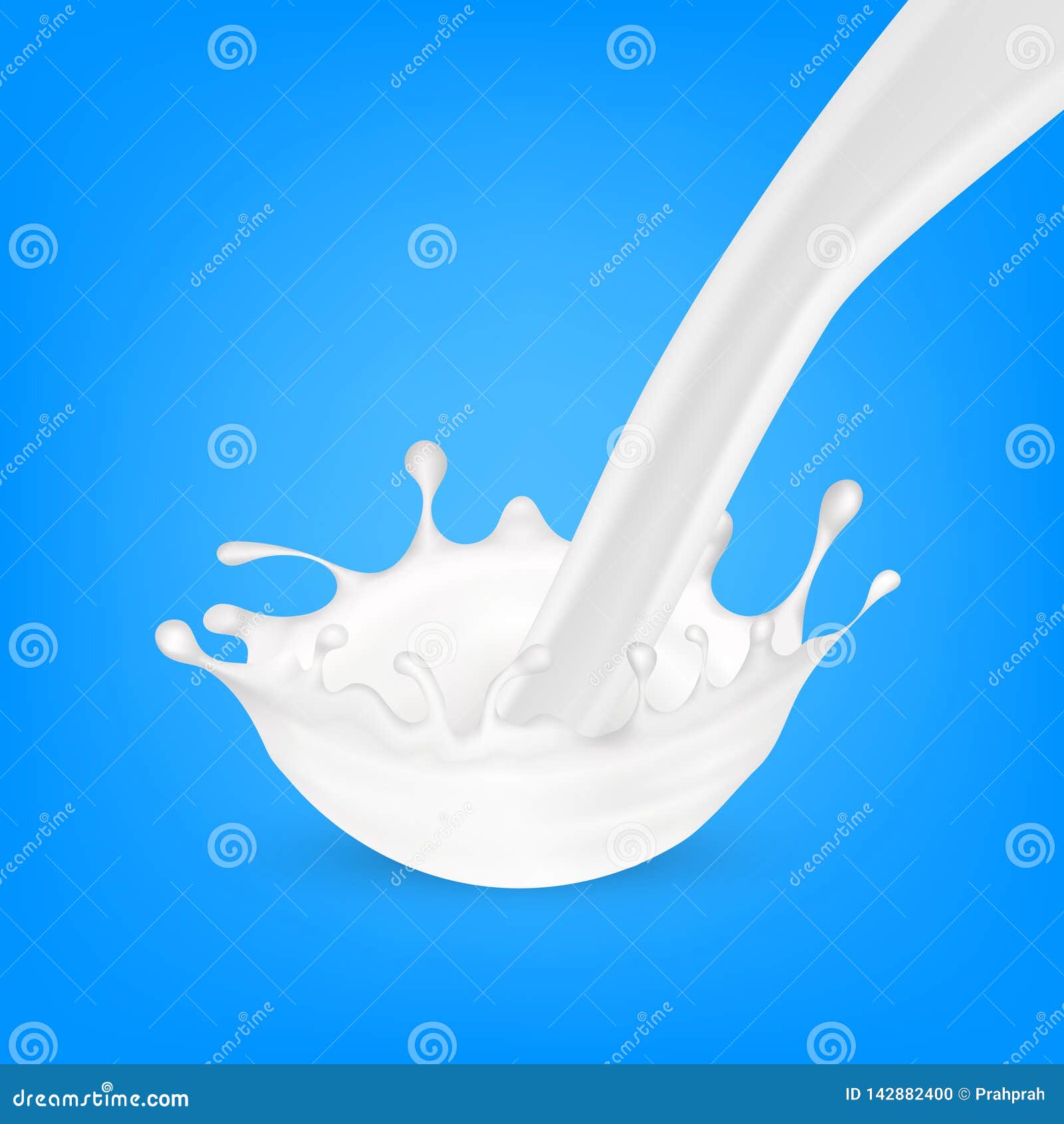 Realistic 3d Milk Flow Splash on Blue Stock Illustration - Illustration ...