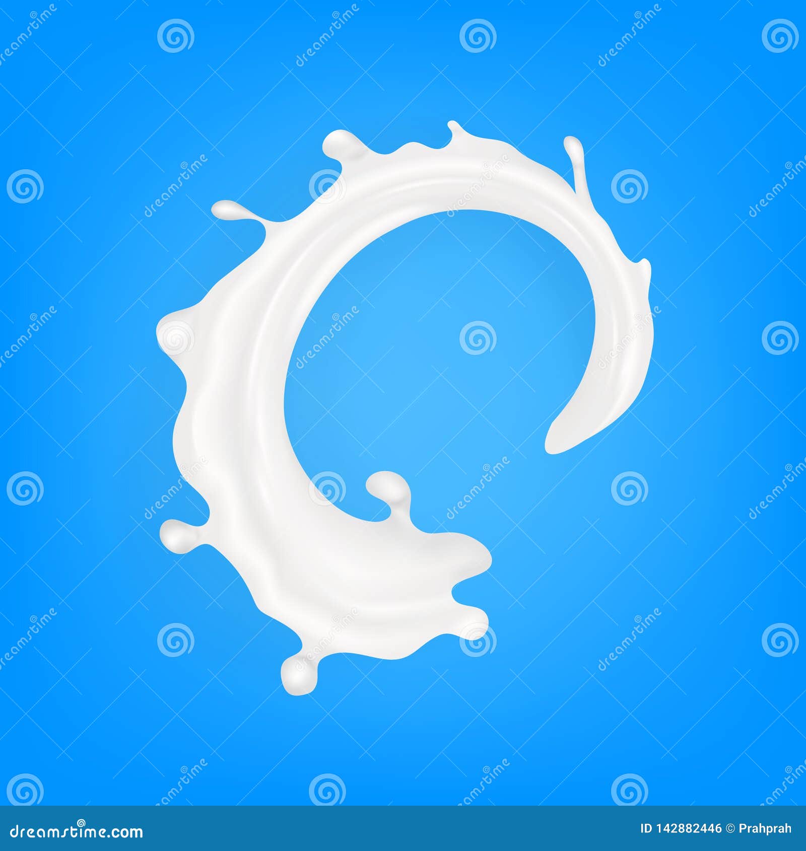 Realistic 3d Milk Flow Splash on Blue Stock Illustration - Illustration ...