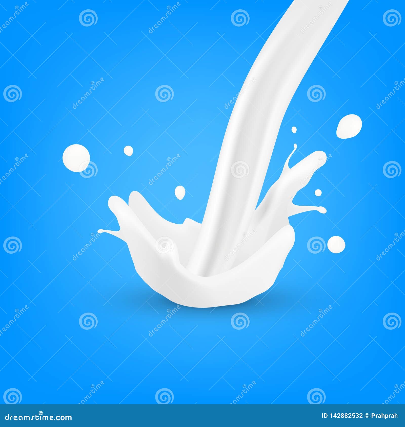 Realistic 3d Milk Flow Splash on Blue Stock Illustration - Illustration ...