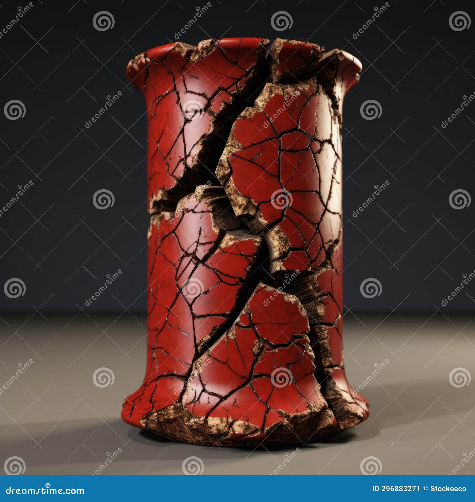 Realistic 3d Model of a Red Vase with Cracks Stock Illustration ...