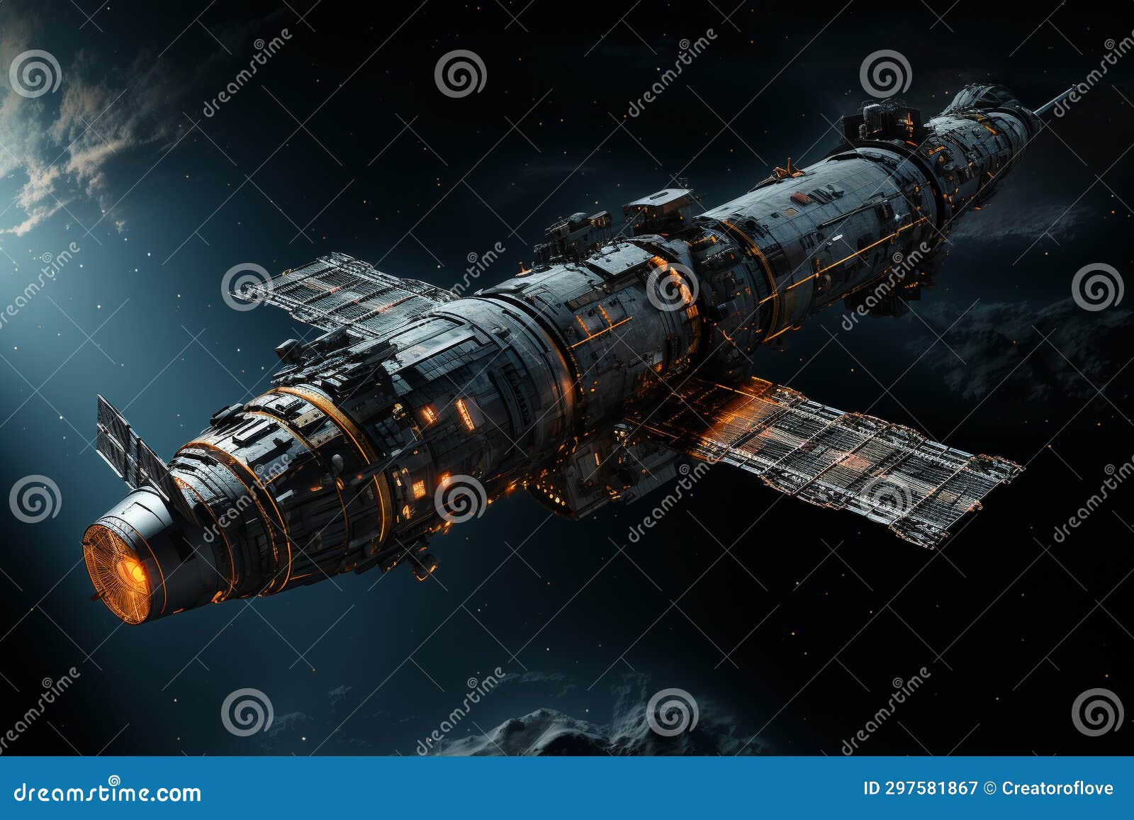 A Realistic 3D Model of a Spacecraft Exploring Space Stock Image ...
