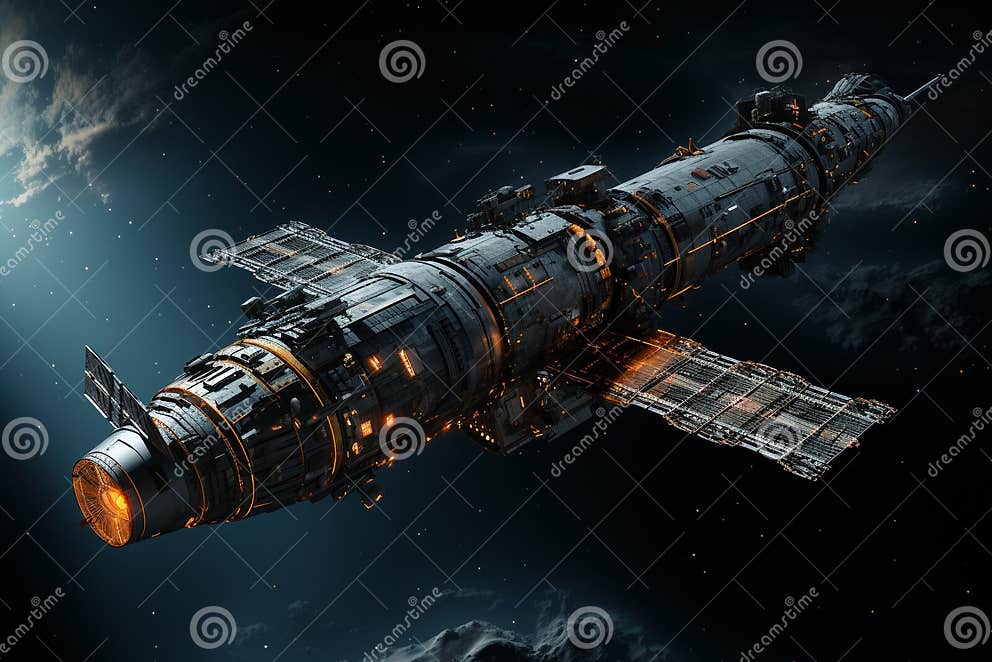 A Realistic 3D Model of a Spacecraft Exploring Space Stock Illustration ...