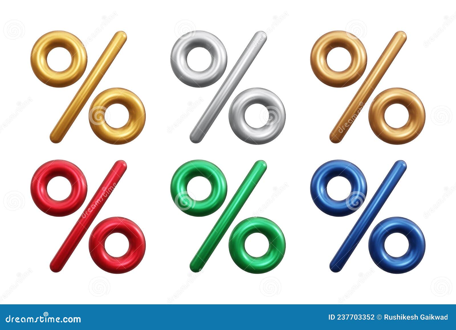 Realistic 3d Percentage Symbols Collection Stock Vector - Illustration ...