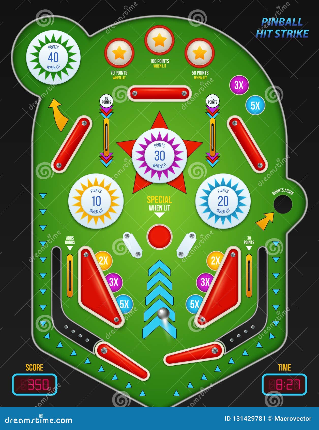 Realistic 3d Pinball Composition Stock Vector - Illustration of ...