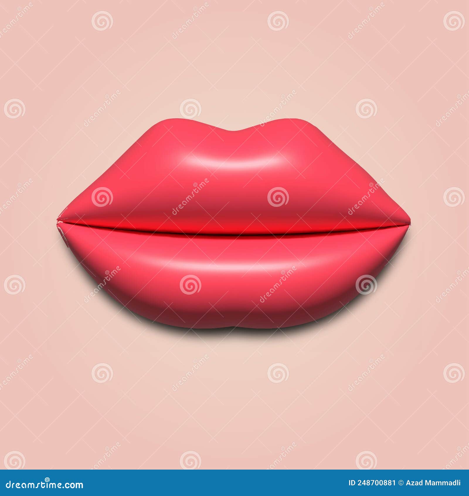 Realistic 3d Pink Lips. Vector Stock Vector - Illustration of teeth ...