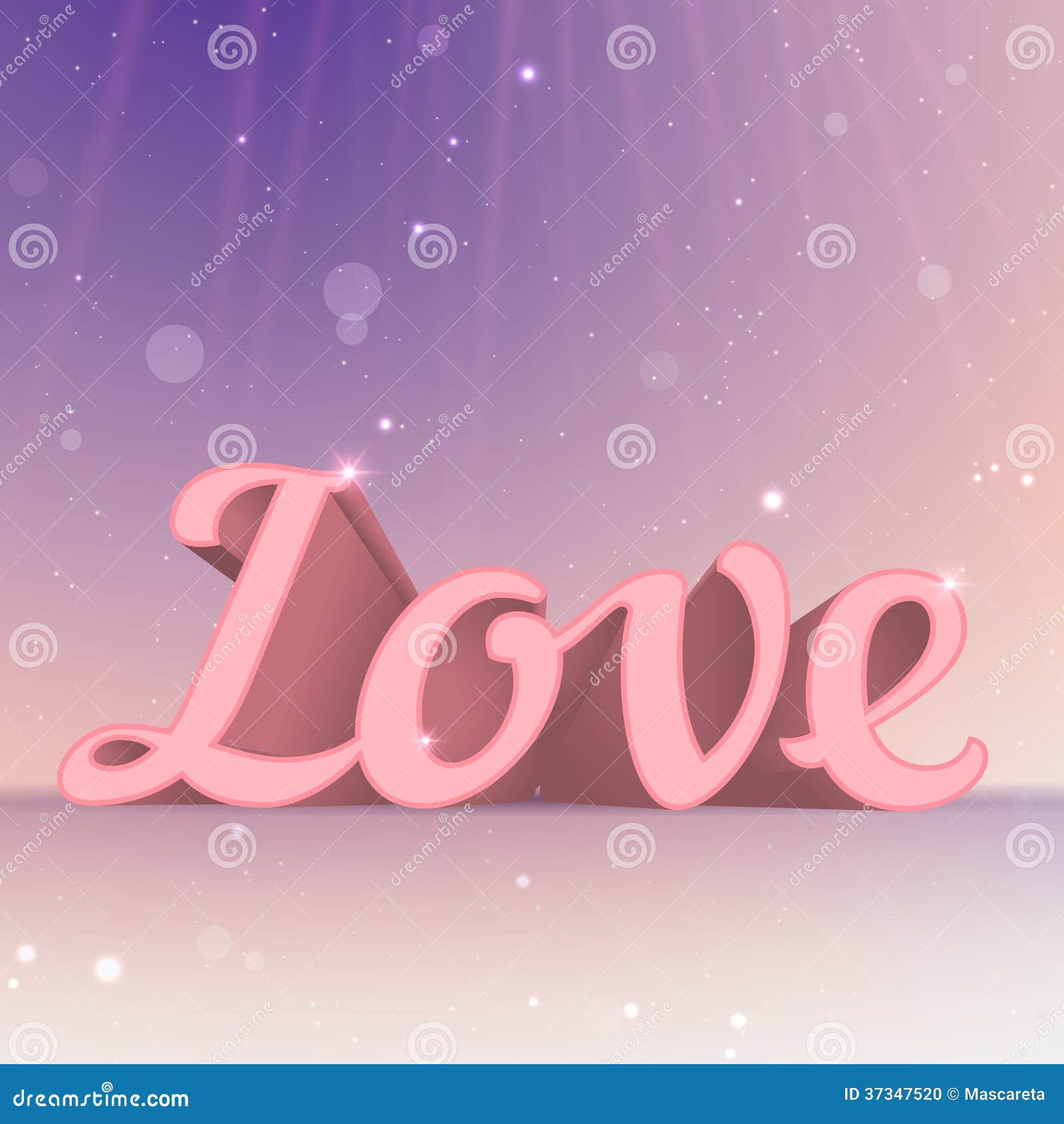 Realistic 3d Pink Love Sign. Typography Card Stock Vector ...