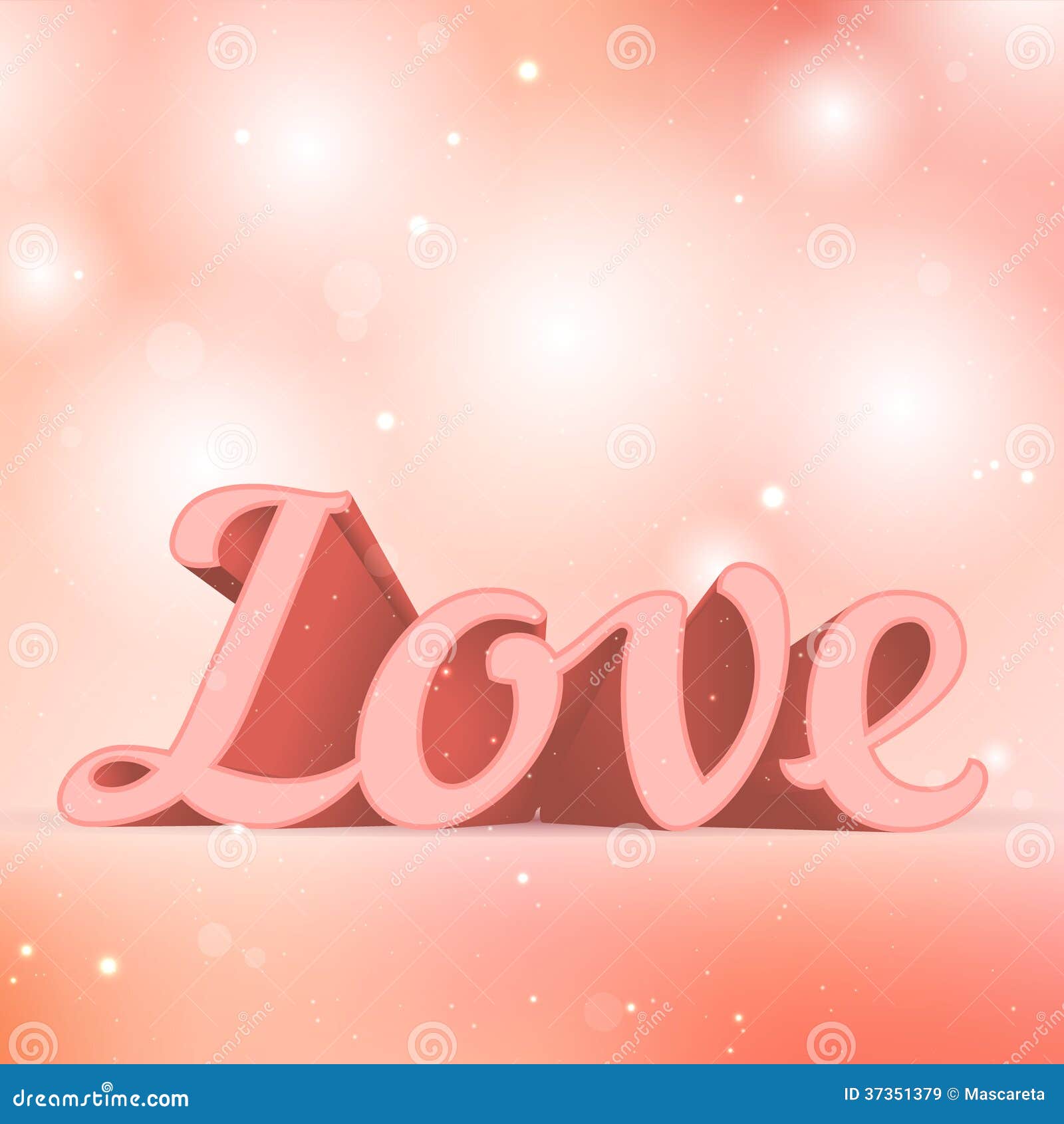 Realistic 3d Pink Love Sign. Typography Card Stock Vector ...