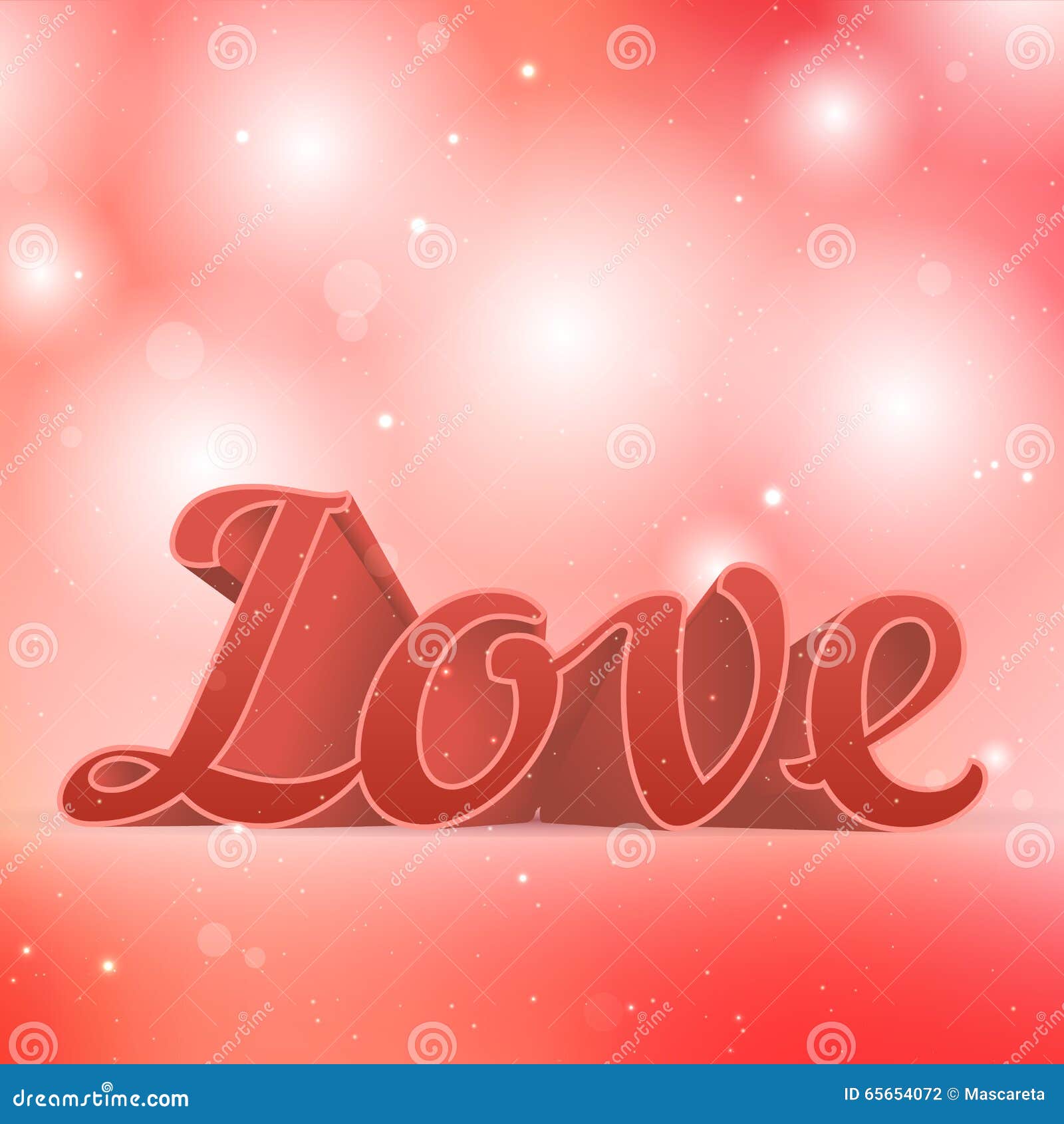 Realistic 3d Pink Love Sign. Typography Card Stock Vector ...