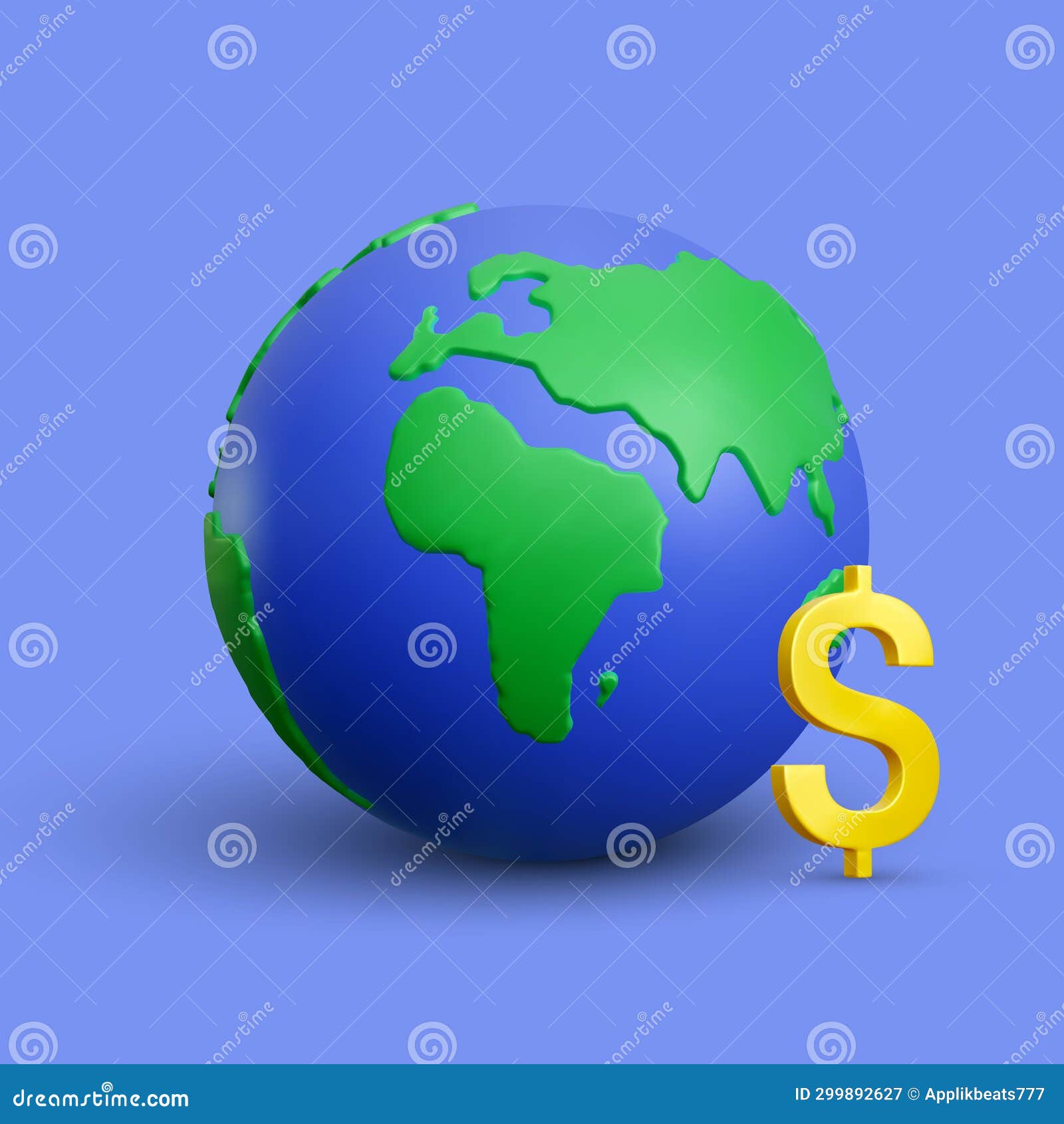 Realistic 3d Planet Earth with Dollar Sign on Blue Background. Vector ...