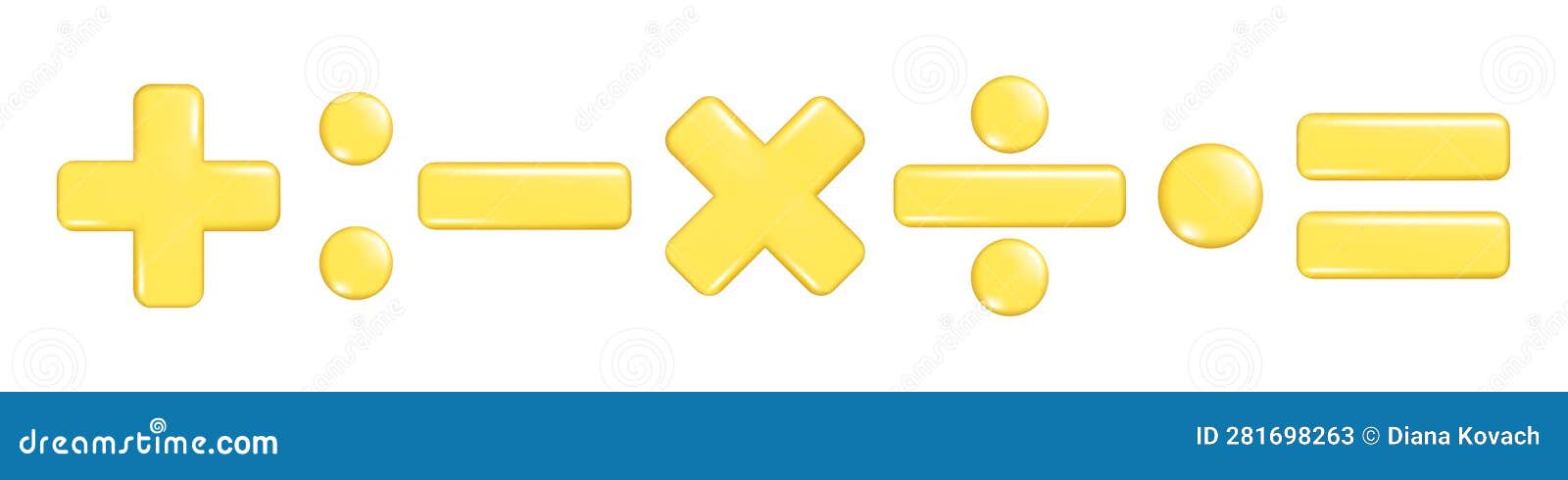 Realistic 3d Plus, Minus, Multiply, Division and Equal Sign. Decorative ...