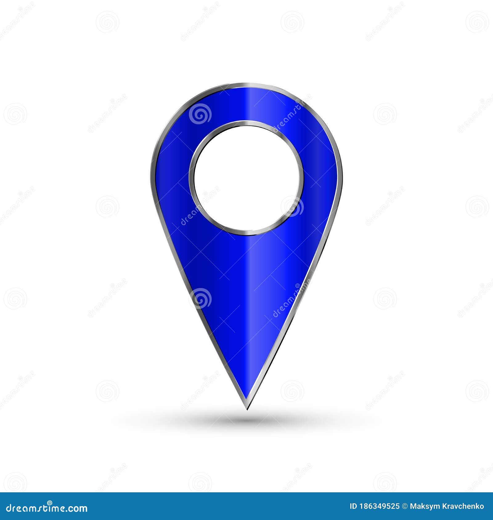 Realistic 3d Pointer of Map. Blue Map Marker Icon in Vector Stock ...