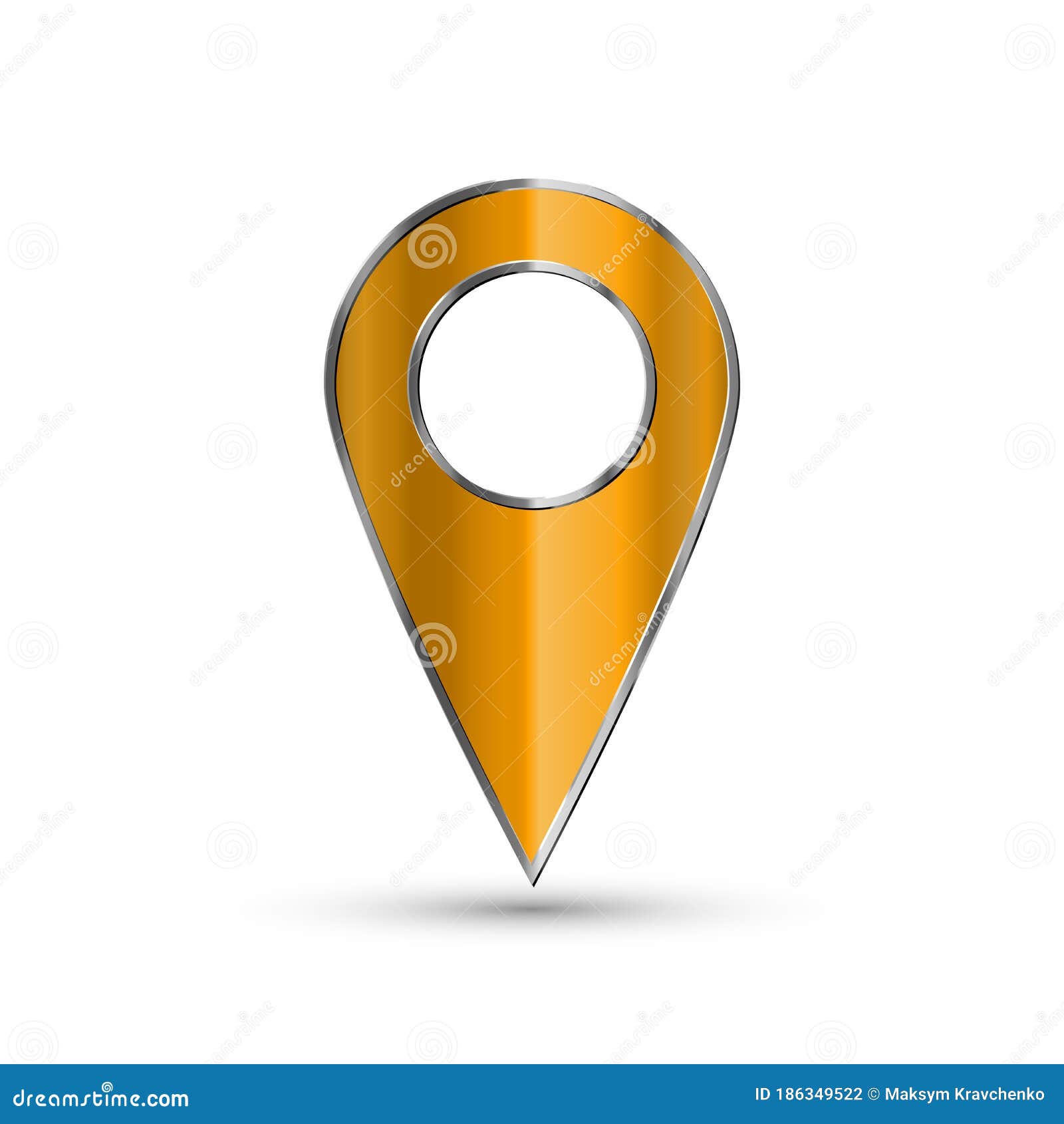 Realistic 3d Pointer of Map. Gold Map Marker Icon in Vector Stock ...