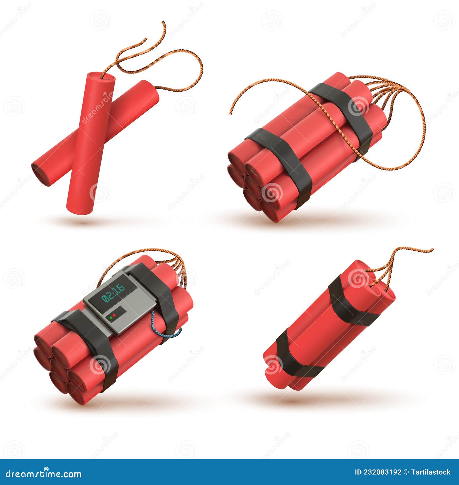 Realistic 3d Red Dynamite Bomb with Electronic Timer Detonator. Tnt ...