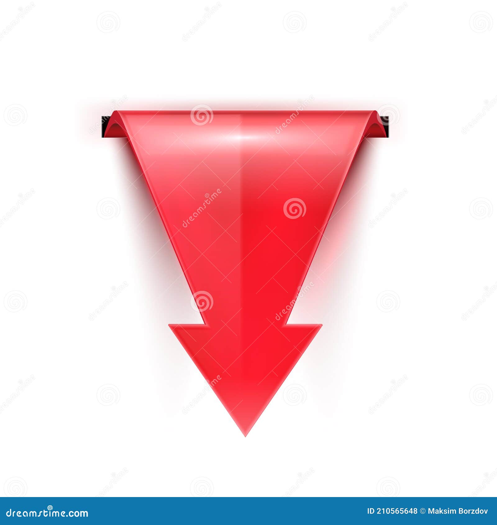 Realistic 3D Red Glossy Pointer on White Background with Shadow Stock ...