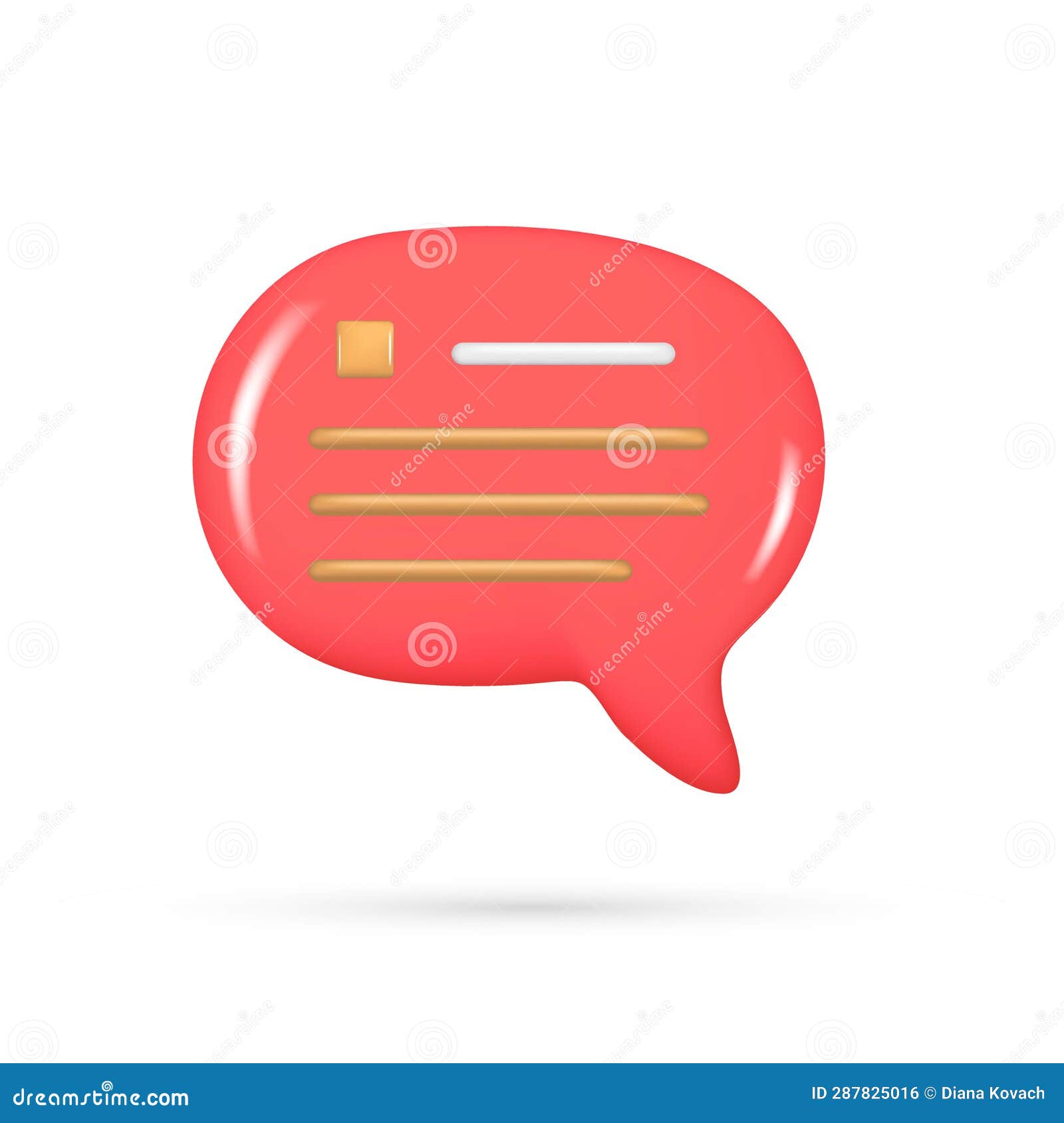 Realistic 3d Red Speech Bubble, Message Button, Chat Box with Talk ...