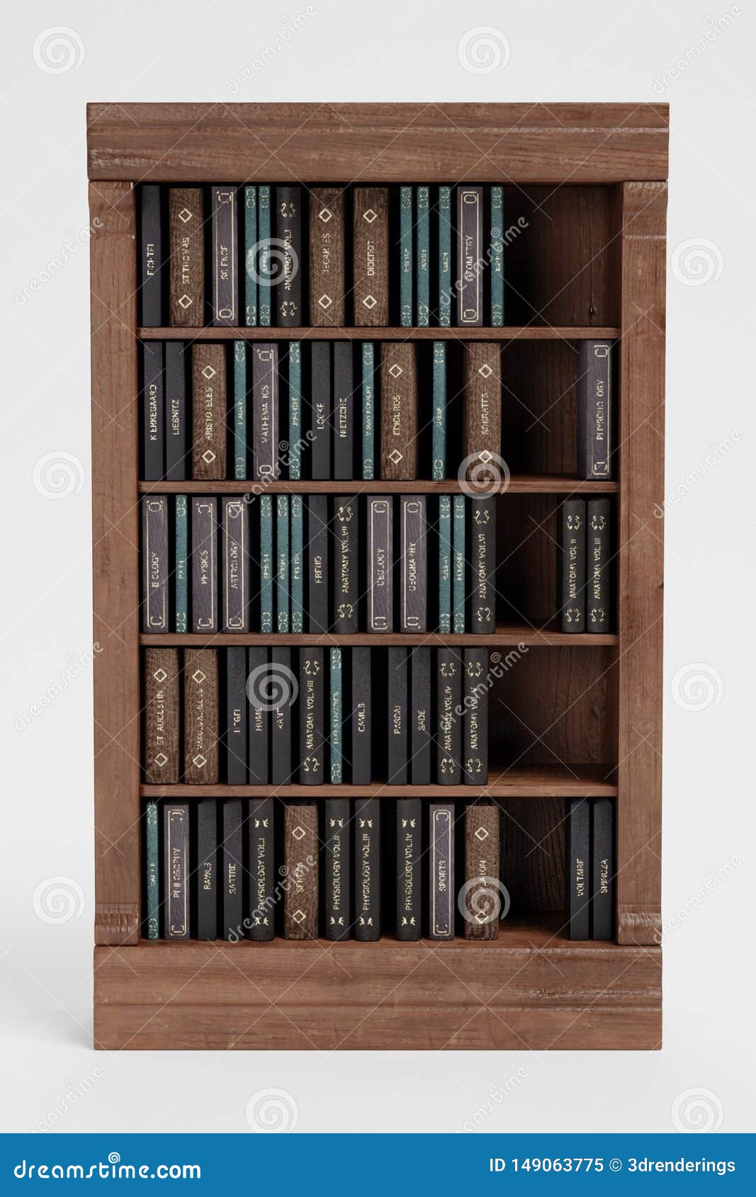 3D Render of Bookshelf with Books Stock Illustration - Illustration of ...