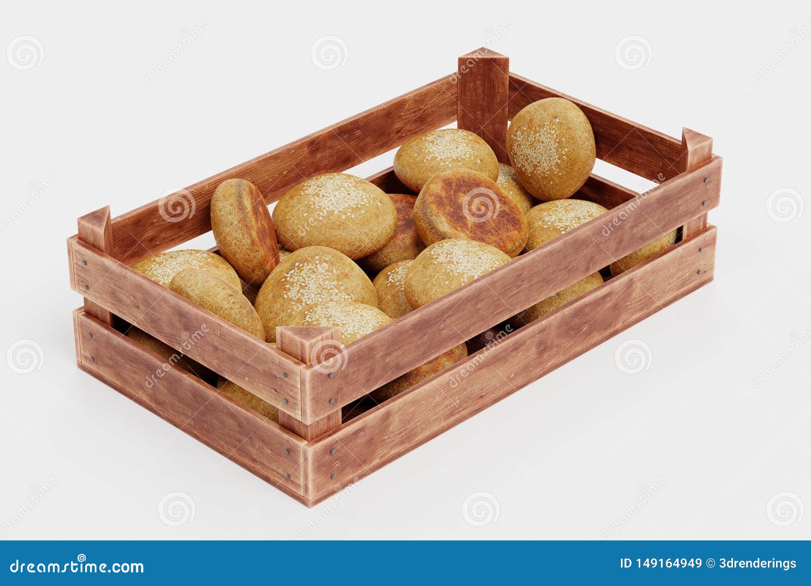 3D Render of Bread Rolls in Box Stock Illustration - Illustration of ...