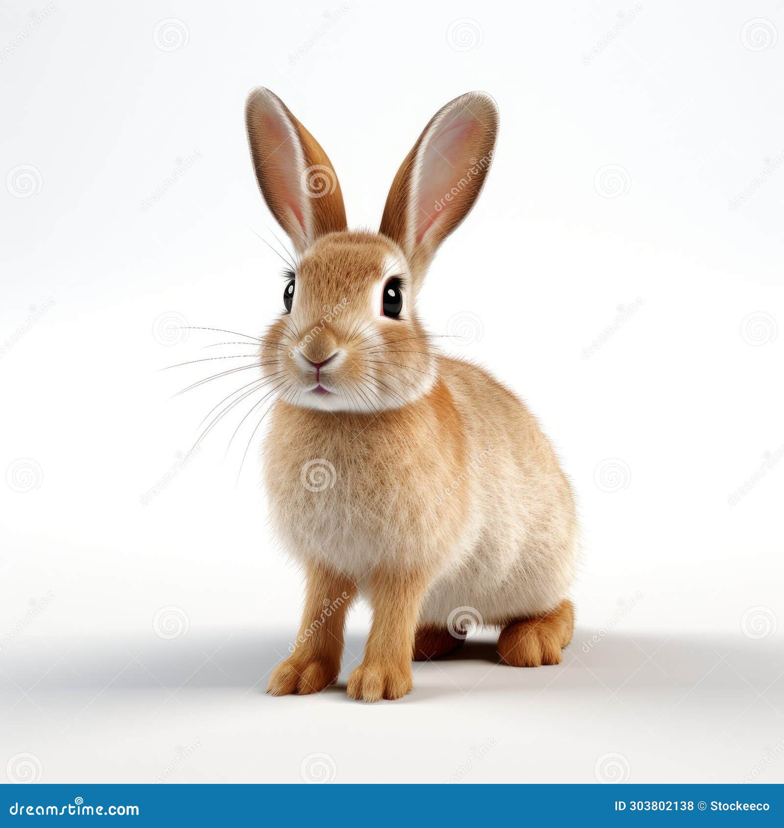 Realistic 3d Render of Bunny on White Background Stock Illustration ...