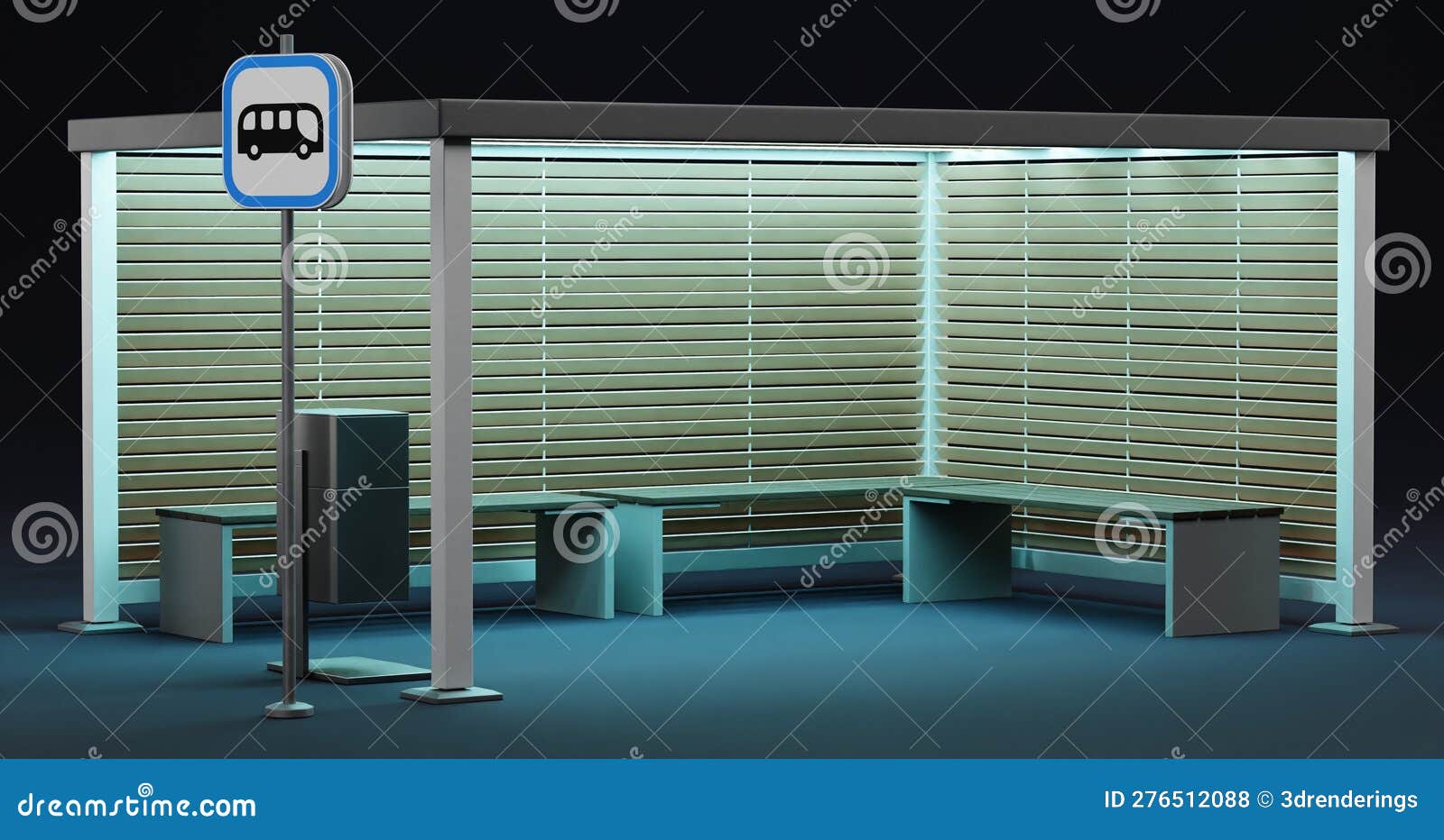 3D Render of Bus Station stock illustration. Illustration of shade ...