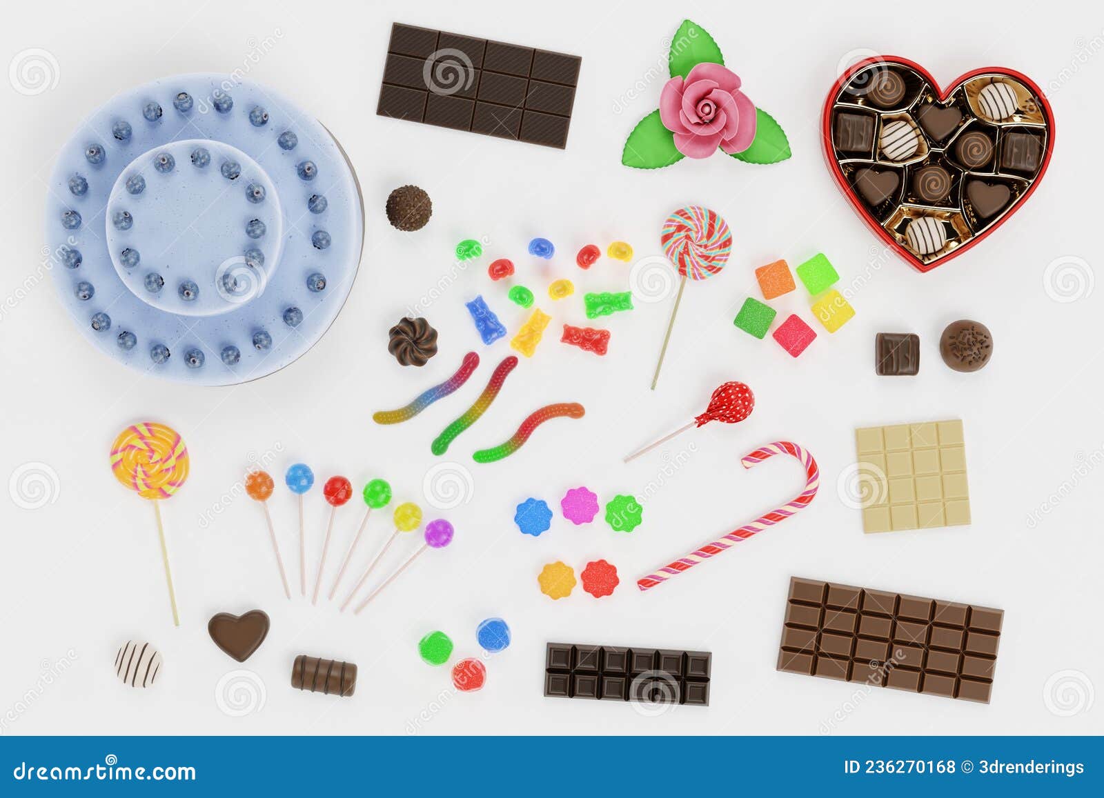 3D Render of Candies Collection Stock Illustration - Illustration of ...