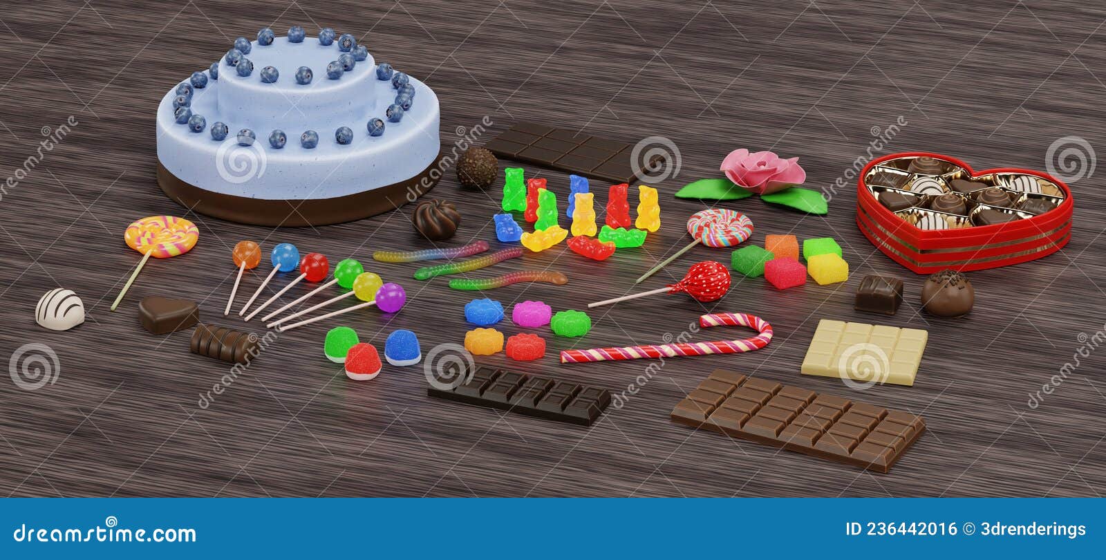 3D Render of Candies Collection Stock Illustration - Illustration of ...
