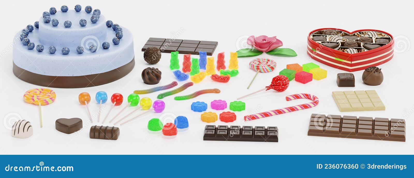 3D Render of Candies Collection Stock Illustration - Illustration of ...