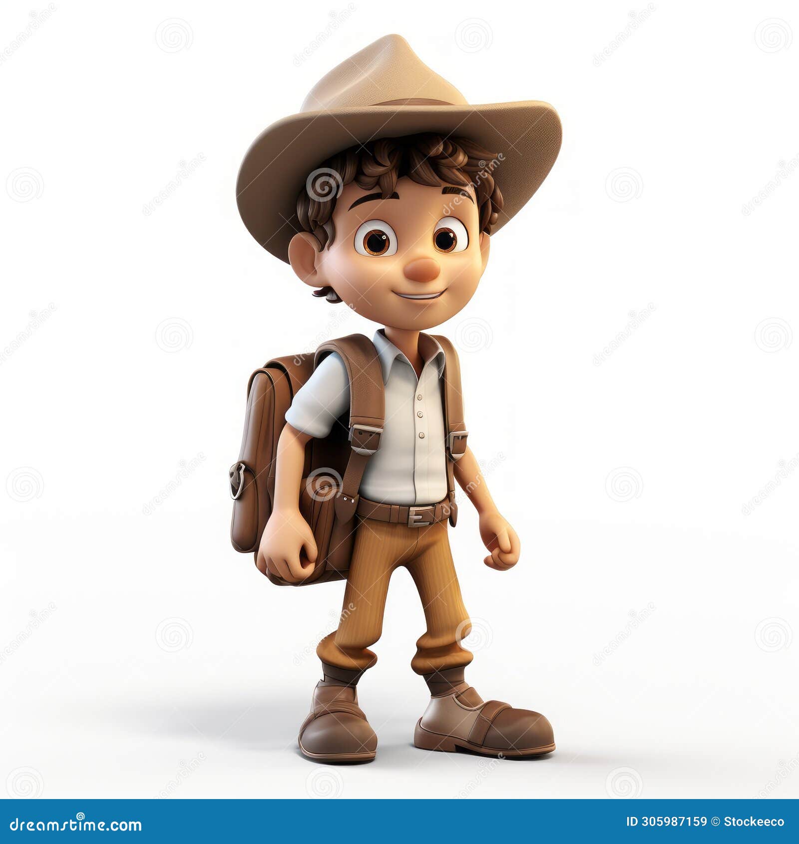 Realistic 3d Render Of Cartoon Boy Dylan With Hat And Backpack ...
