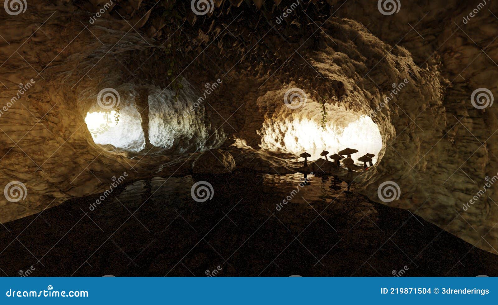 3D Render of Cave stock photo. Image of water, rock - 219871504