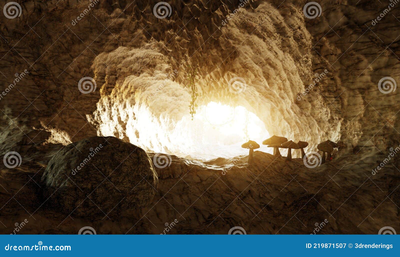 3D Render of Cave stock image. Image of tunnel, cavern - 219871507