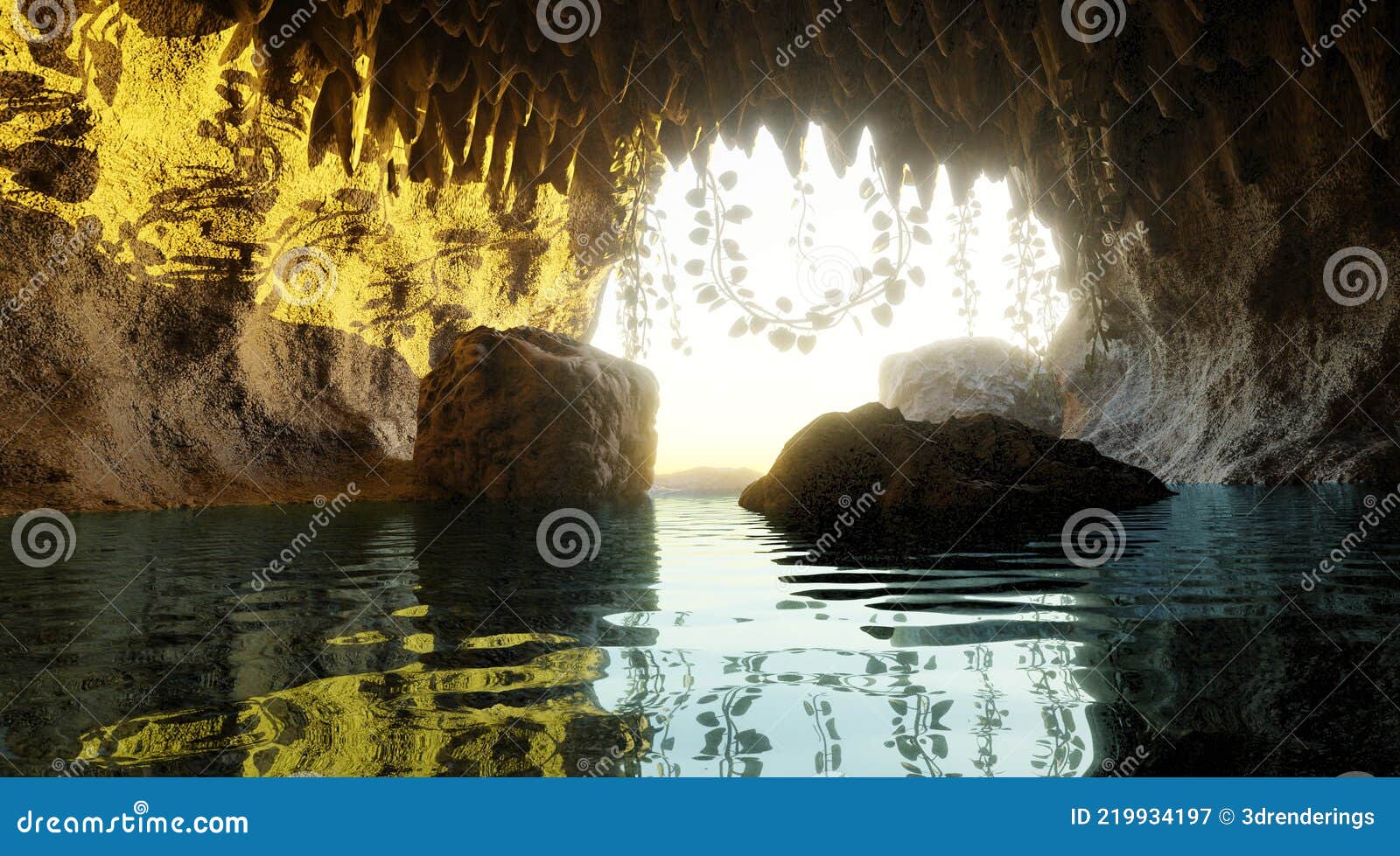 3D Render of Cave stock illustration. Illustration of cavern - 219934197