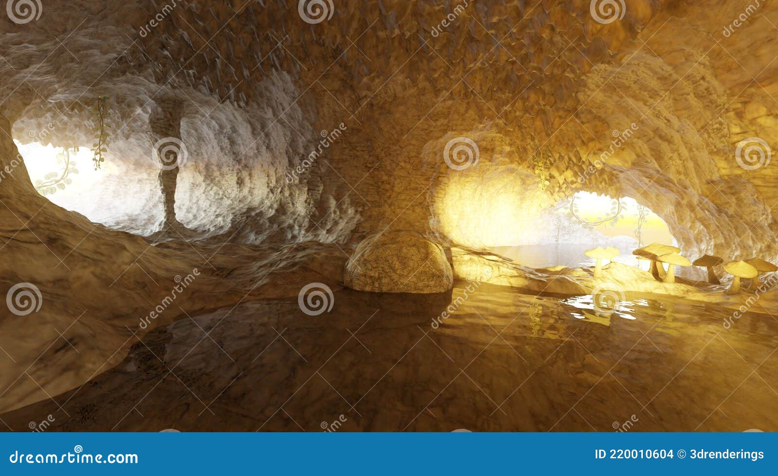 3D Render of Cave stock illustration. Illustration of tunnel - 220010604