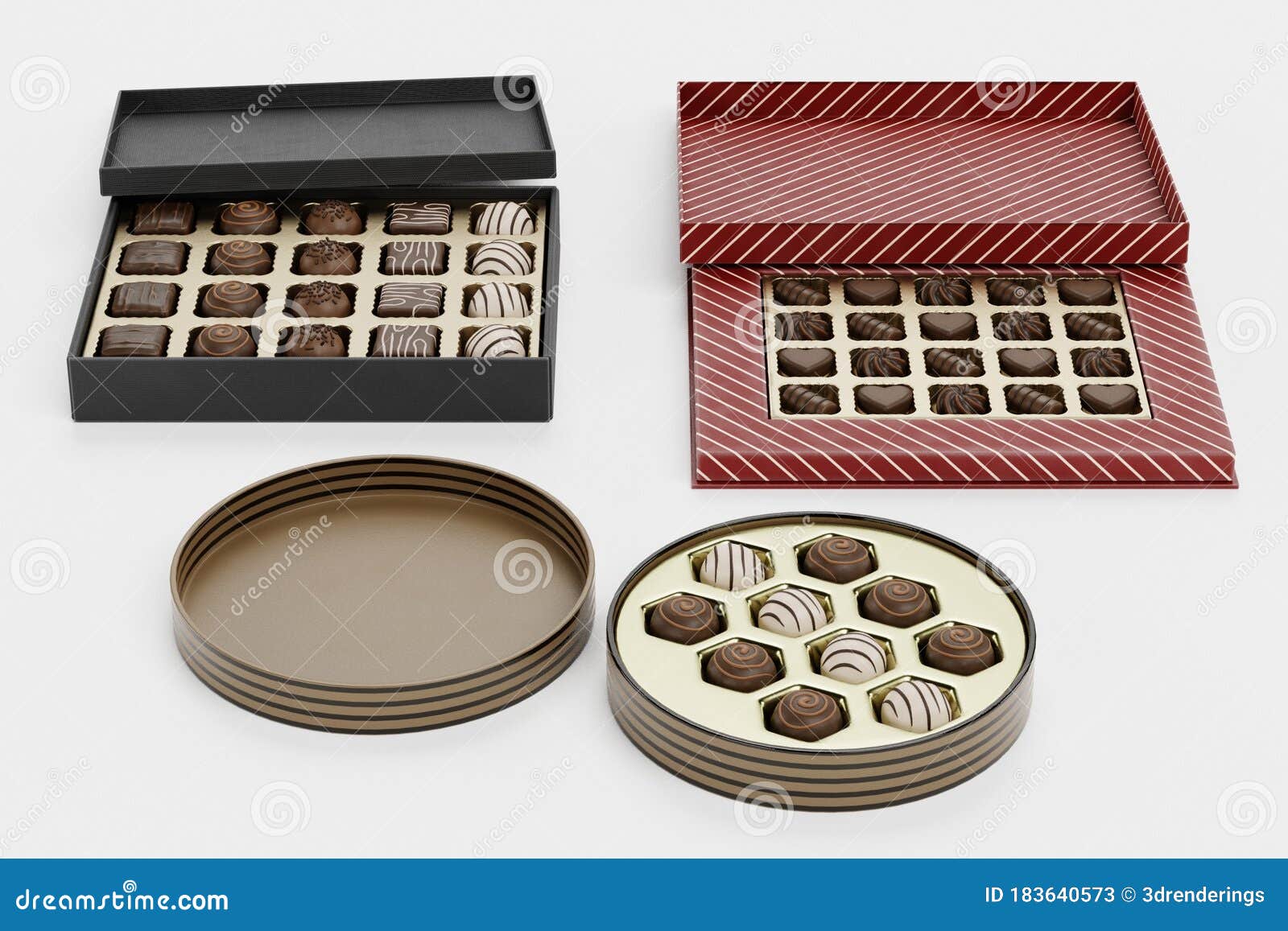 3D Render of Chocolate Boxes Stock Illustration - Illustration of ...