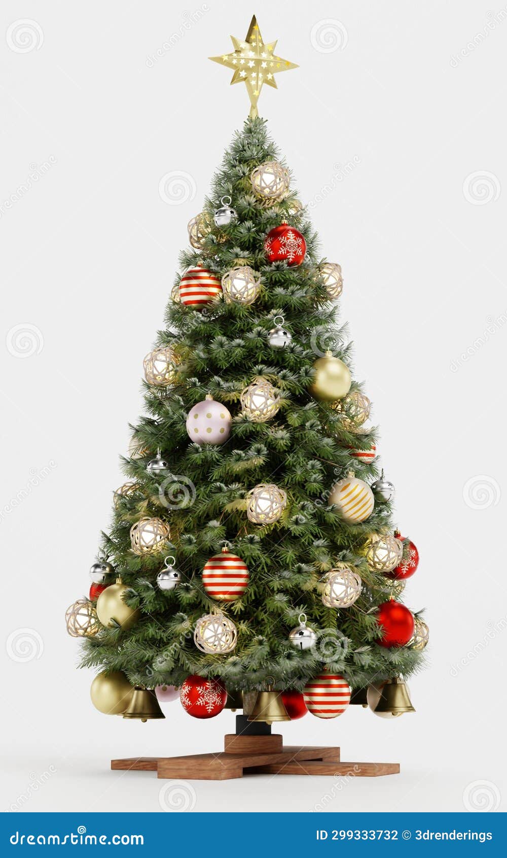 3D Render of Christmas Tree Stock Illustration - Illustration of winter ...