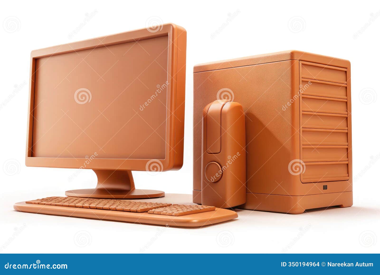 Realistic 3D Render of a Clay Desktop Computer Detailed Front and Side ...
