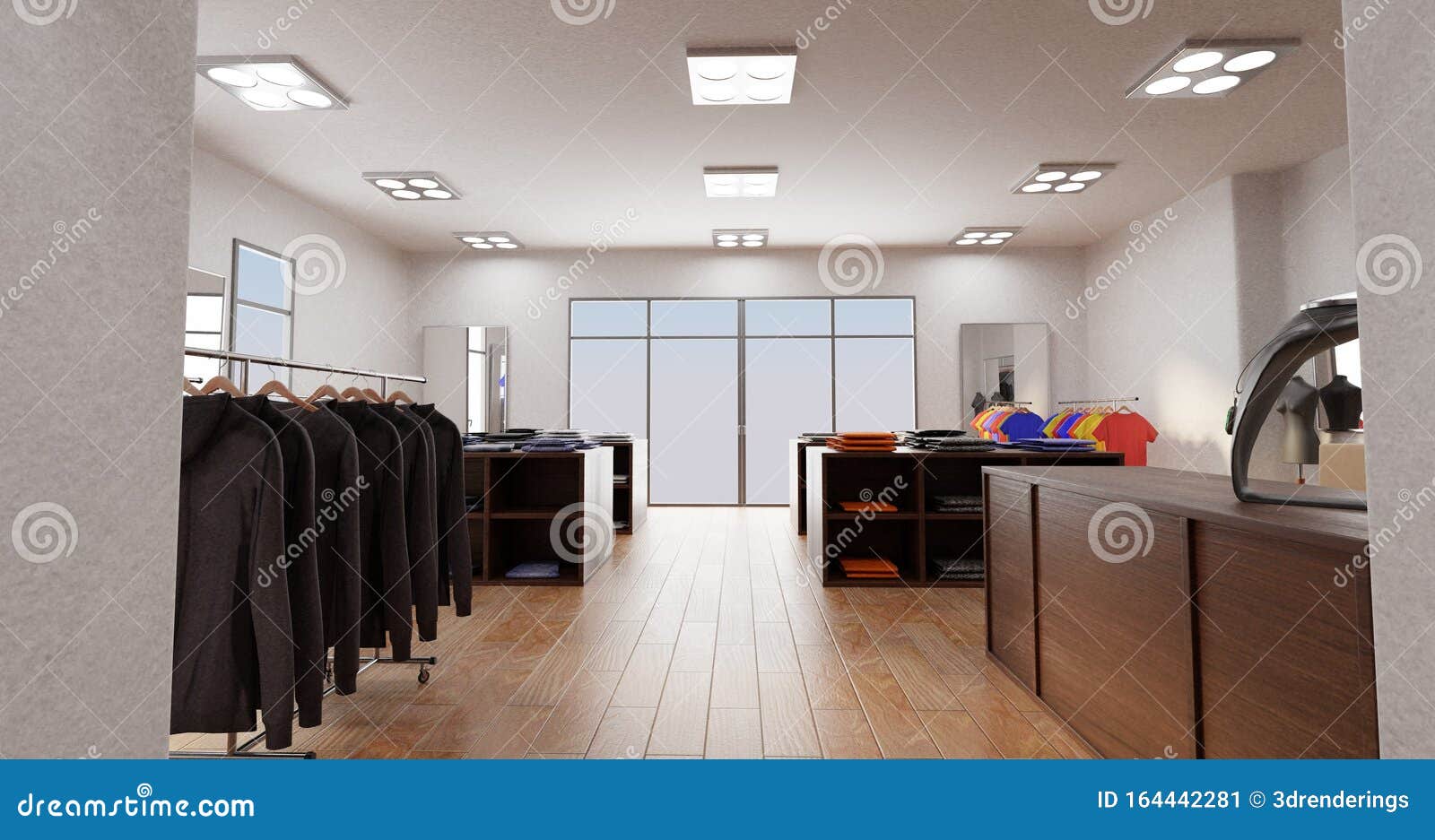 3d Render of Clothes Shop stock illustration. Illustration of clothes ...