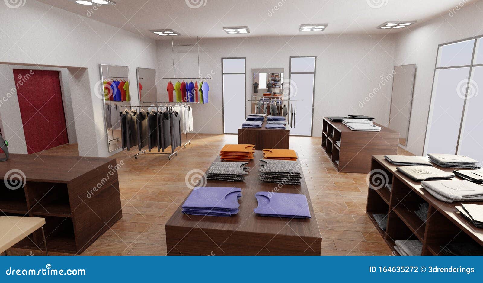 3d Render of Clothes Shop stock illustration. Illustration of stand ...