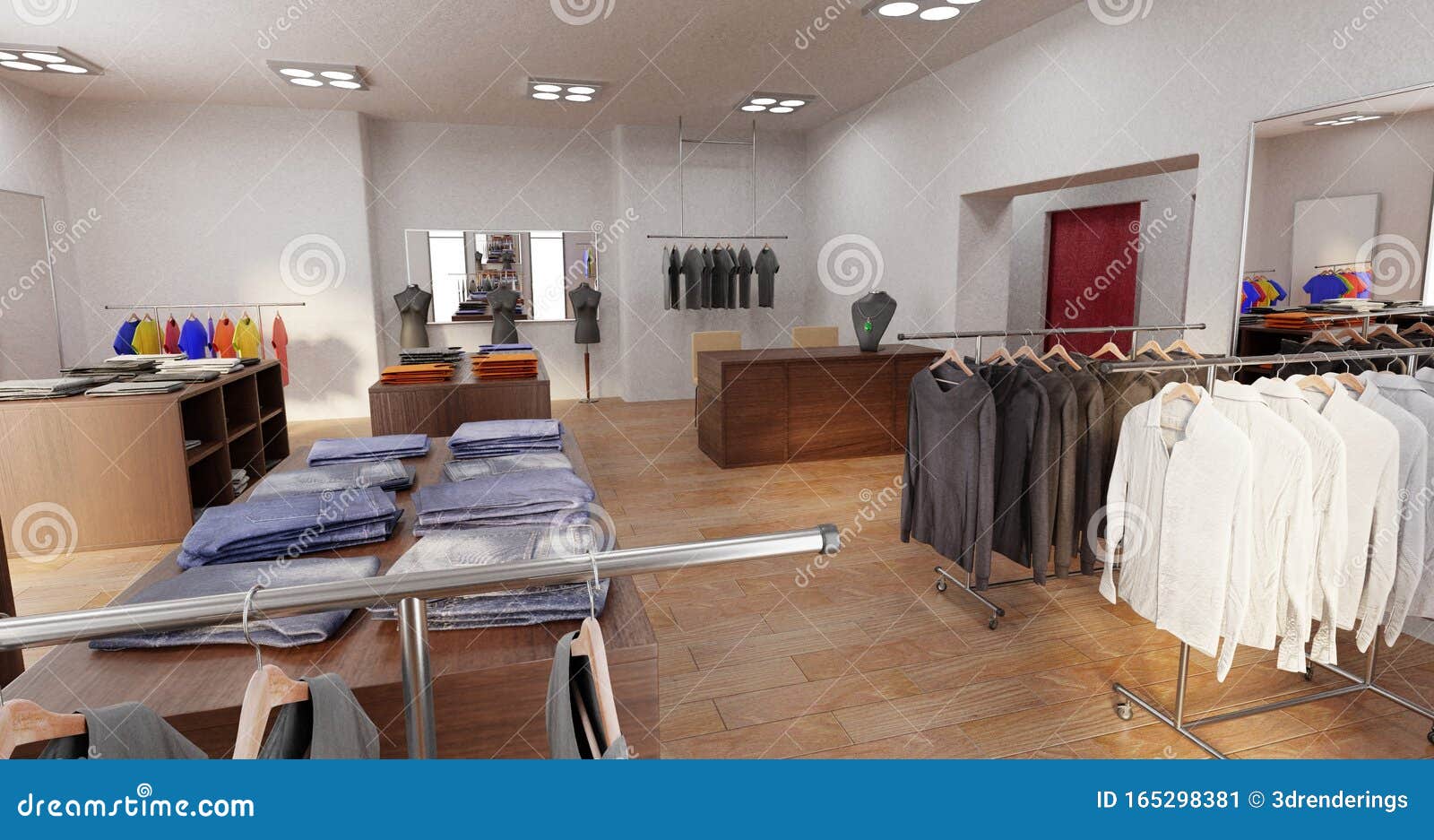 3d Render of Clothes Shop stock illustration. Illustration of market ...