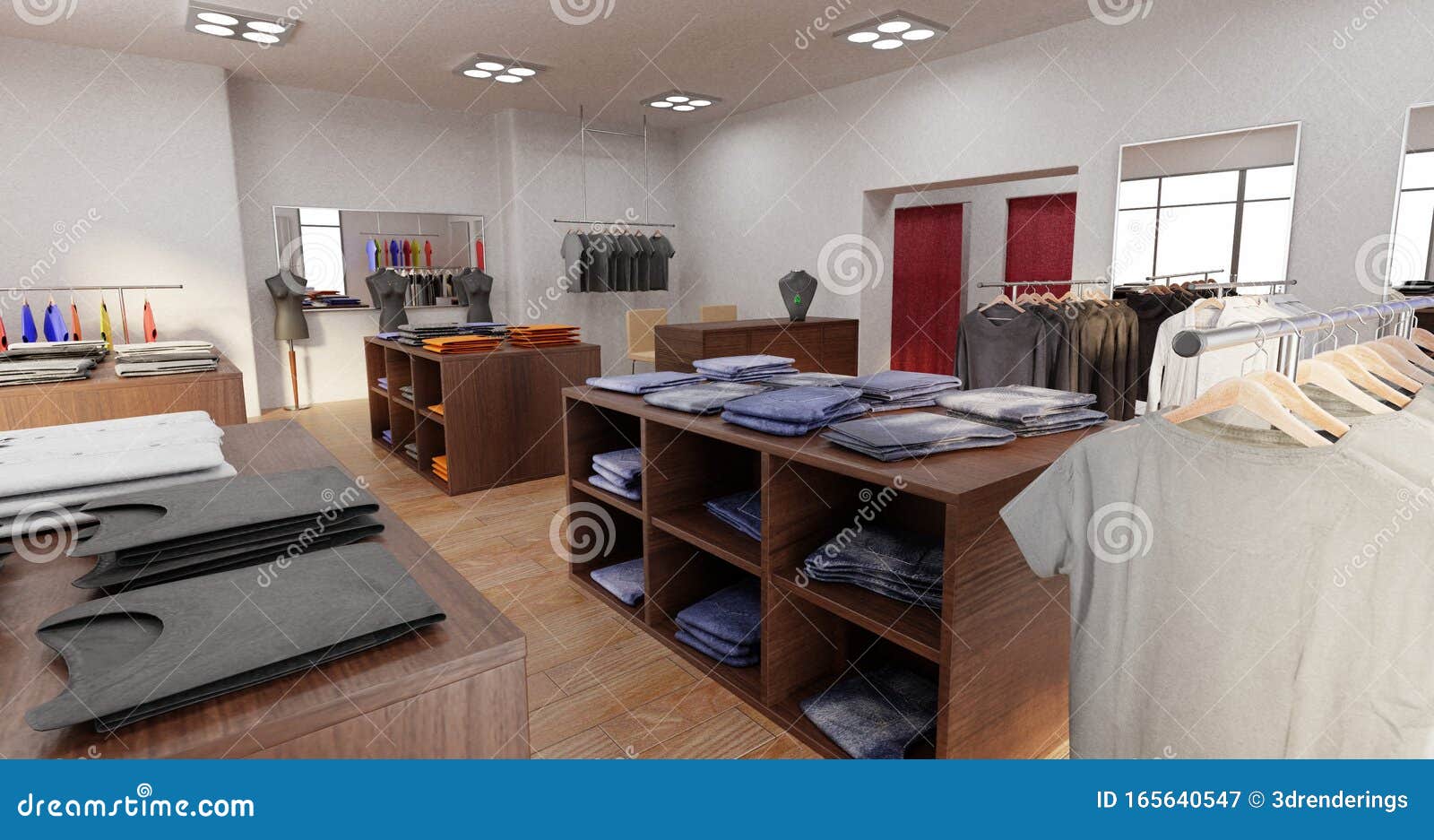 3d Render of Clothes Shop stock illustration. Illustration of stand ...