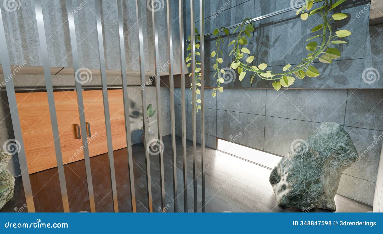 3D Render of Concrete Interior Stock Illustration - Illustration of ...