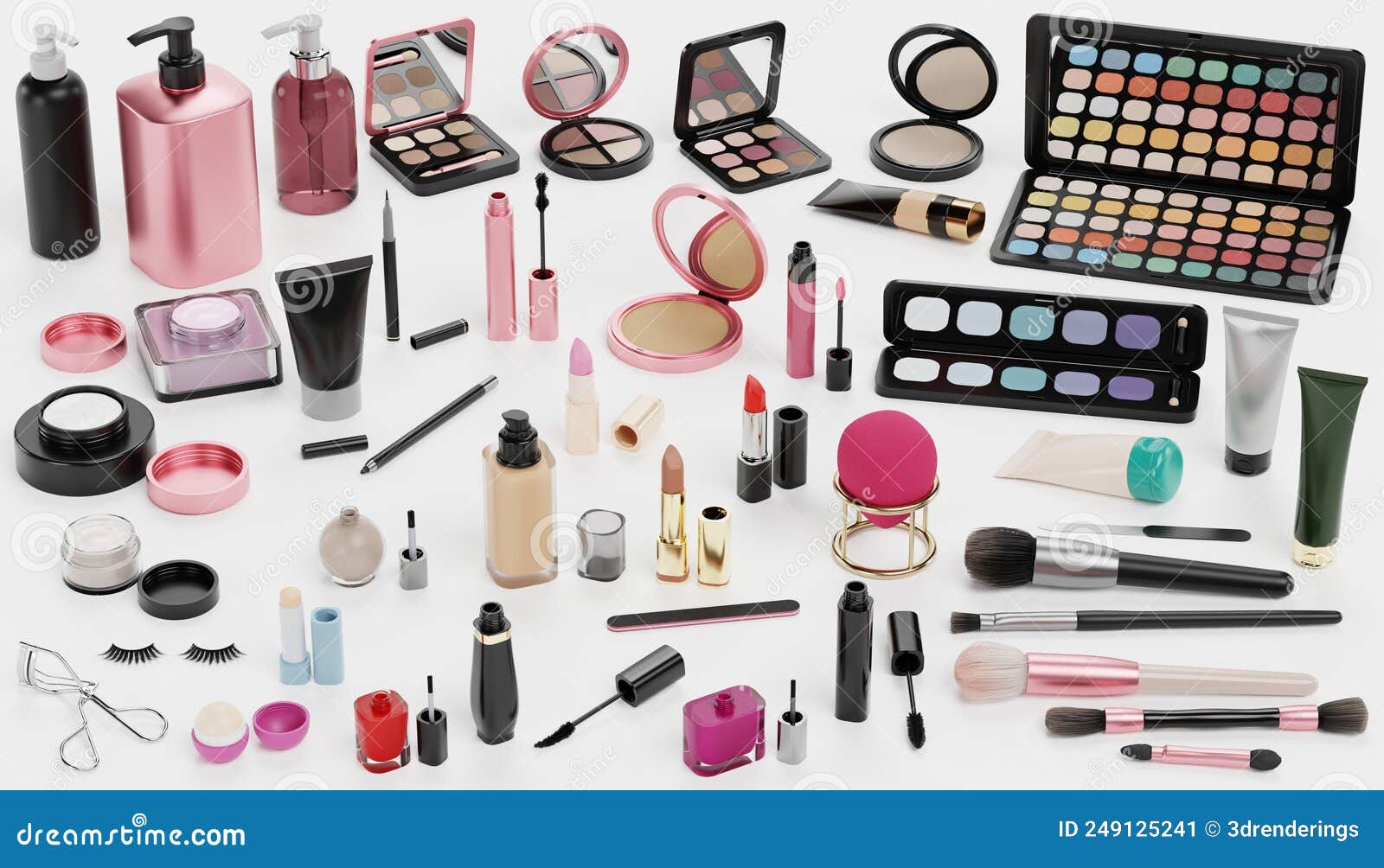 3D Render of Cosmetics Collection Stock Illustration - Illustration of ...