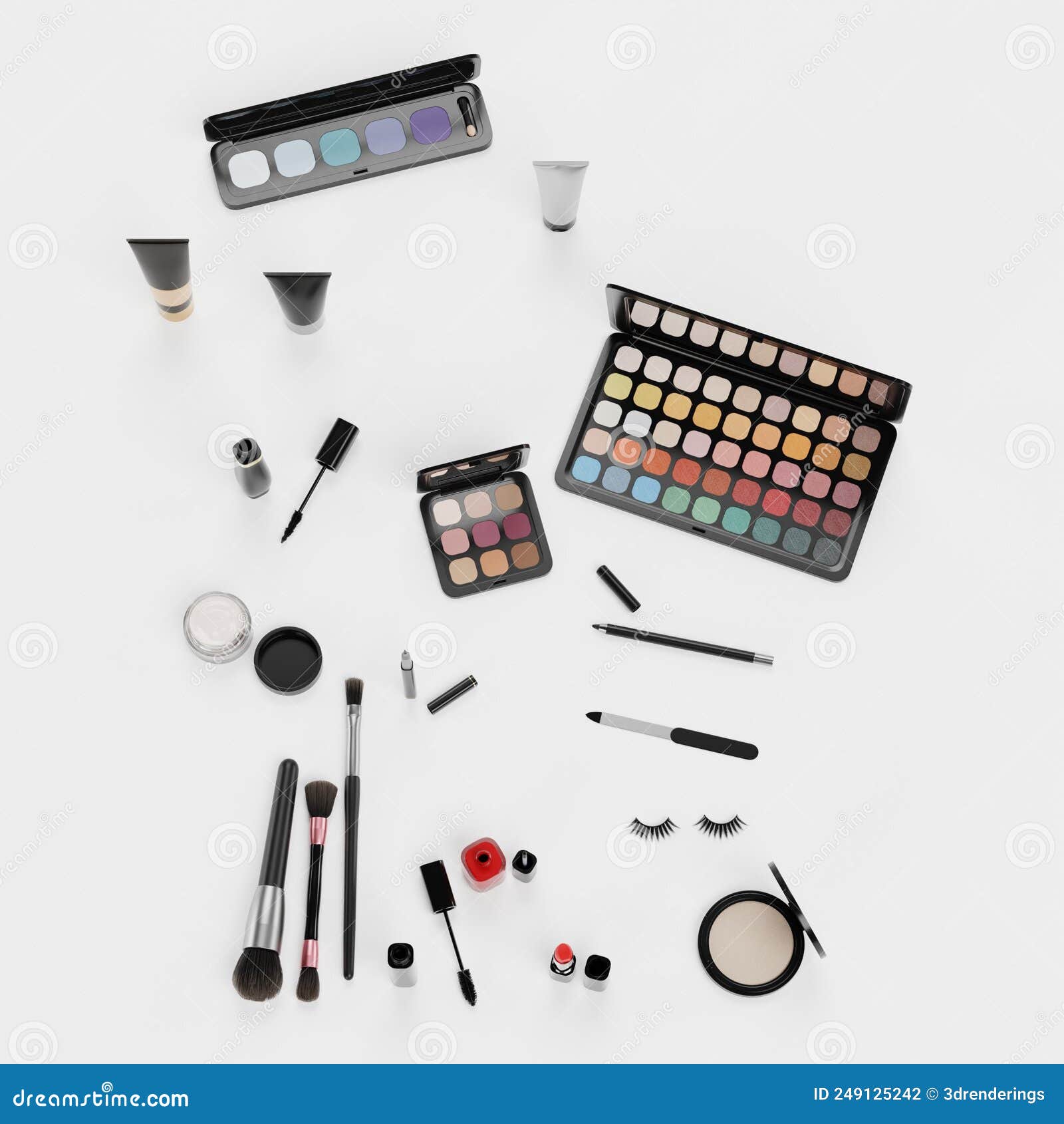 3D Render of Cosmetics Collection Stock Illustration - Illustration of ...