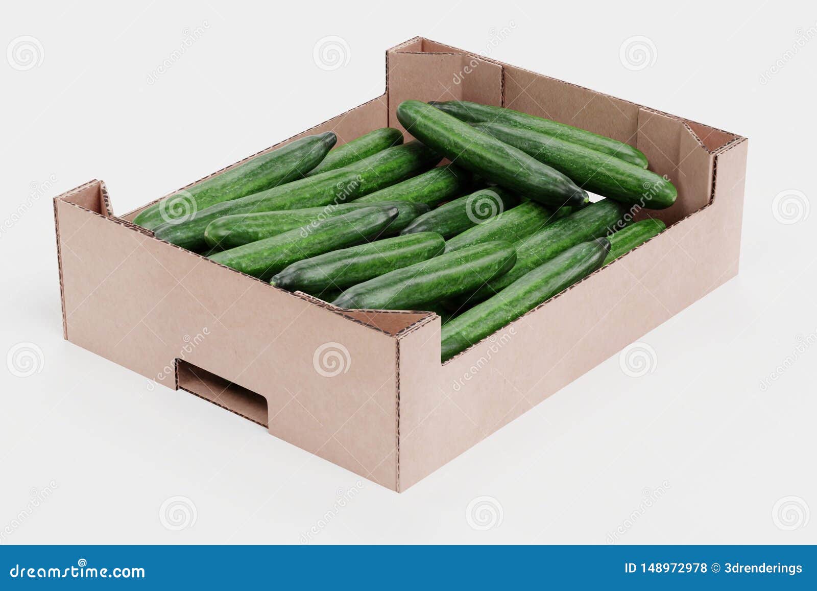 3D Render of Cucumbers in Box Stock Illustration - Illustration of ...