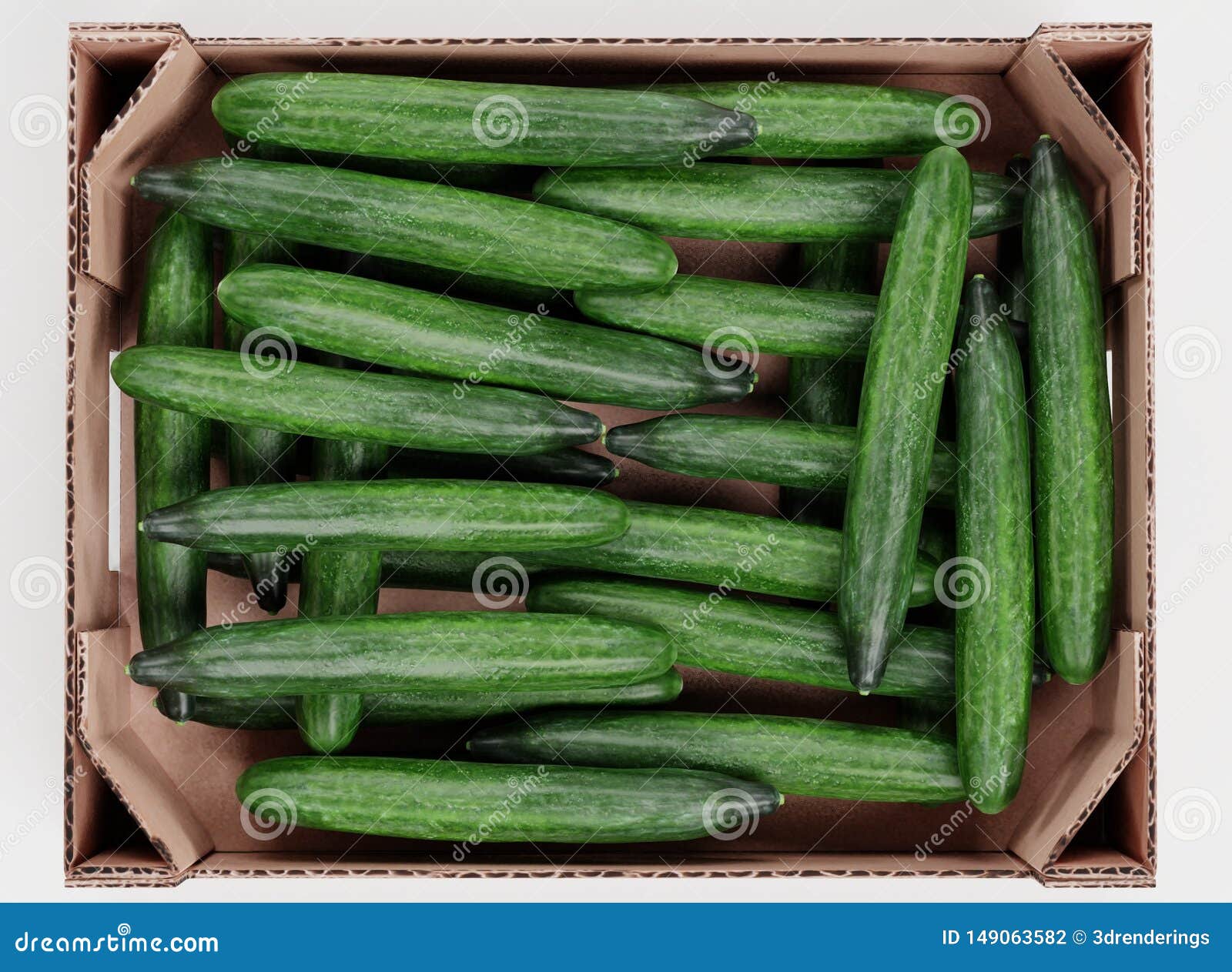 3D Render of Cucumbers in Box Stock Illustration - Illustration of ...